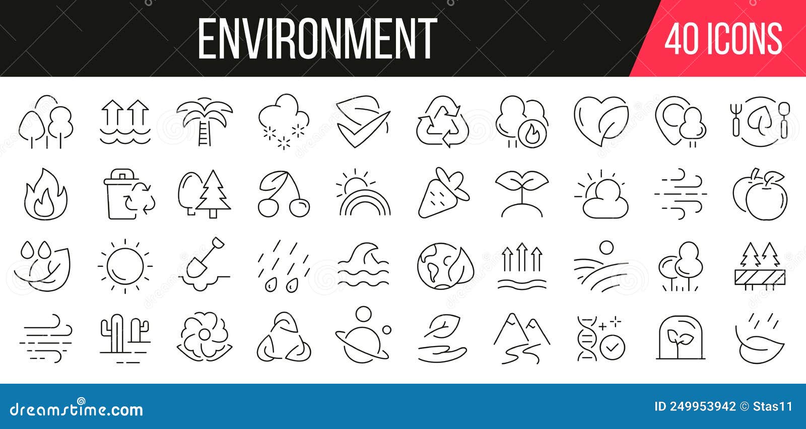 Environment Line Icons Collection. Set of Simple Icons Stock Vector ...