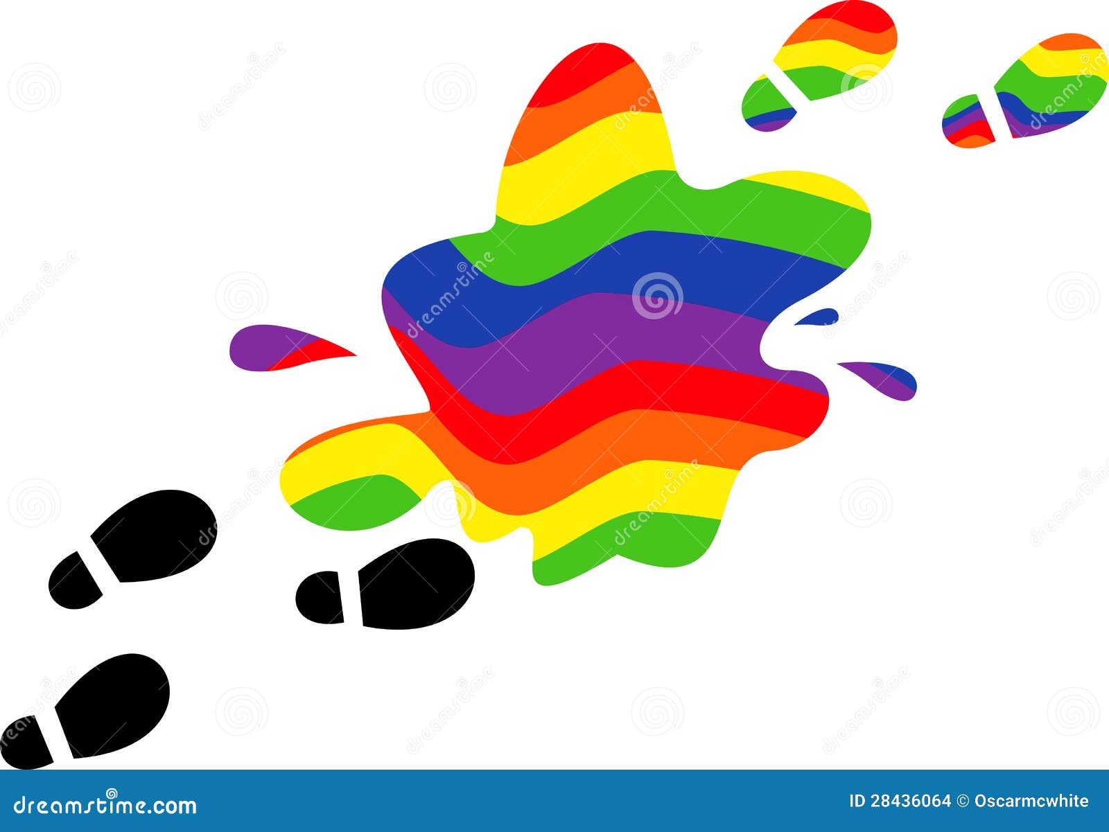 Print Feet in a Puddle of Rainbow Stock Vector - Illustration of orange ...