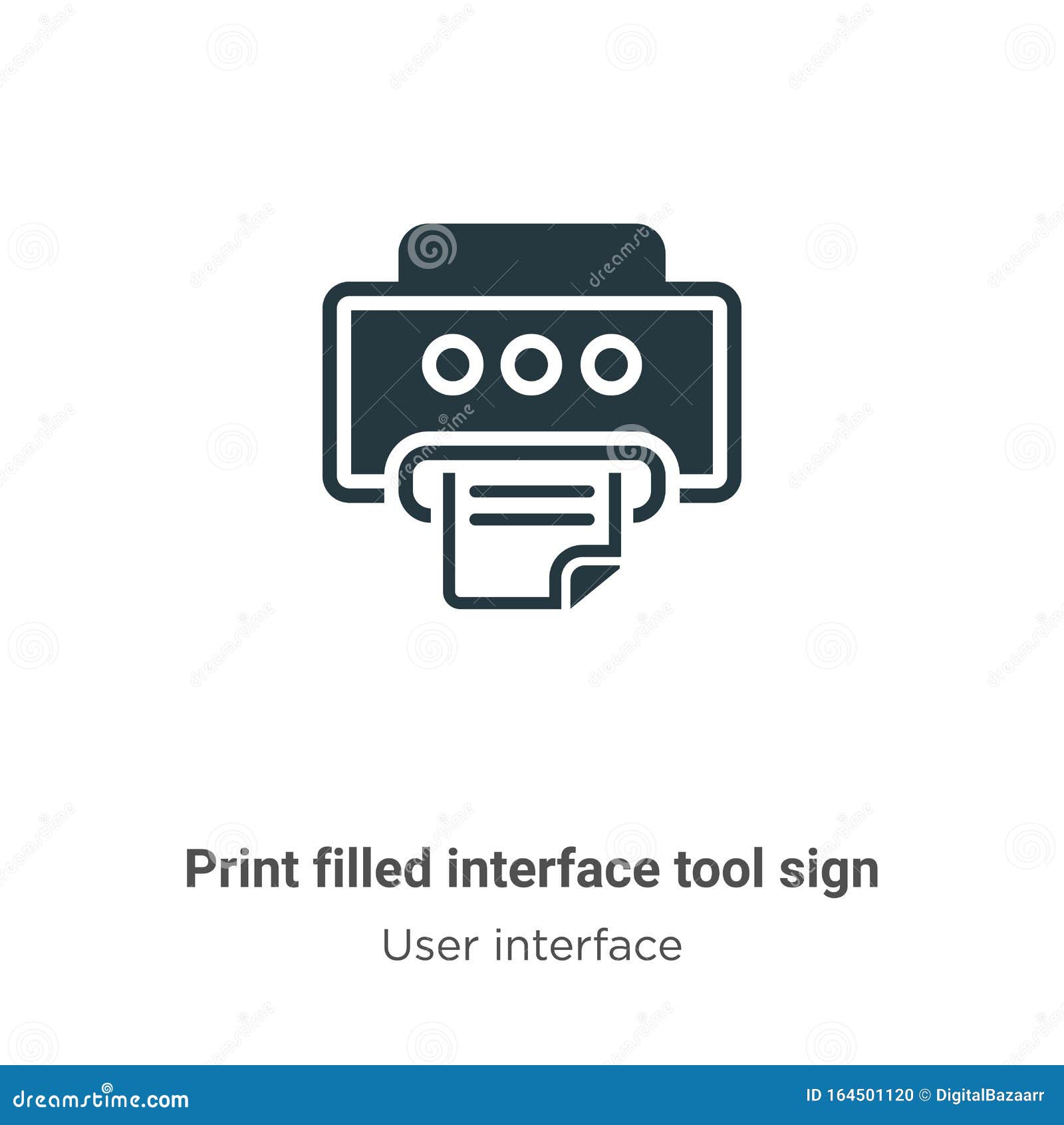 Print Filled Interface Tool Sign Vector Icon on White Background. Flat ...