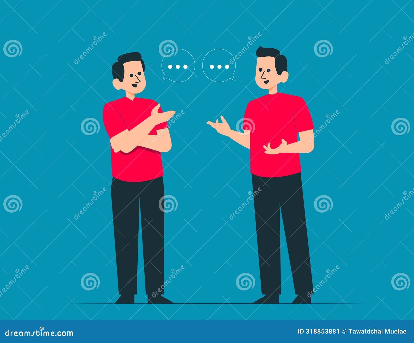 Friends Standing and Communicating. Two Characters Meeting and Speaking ...