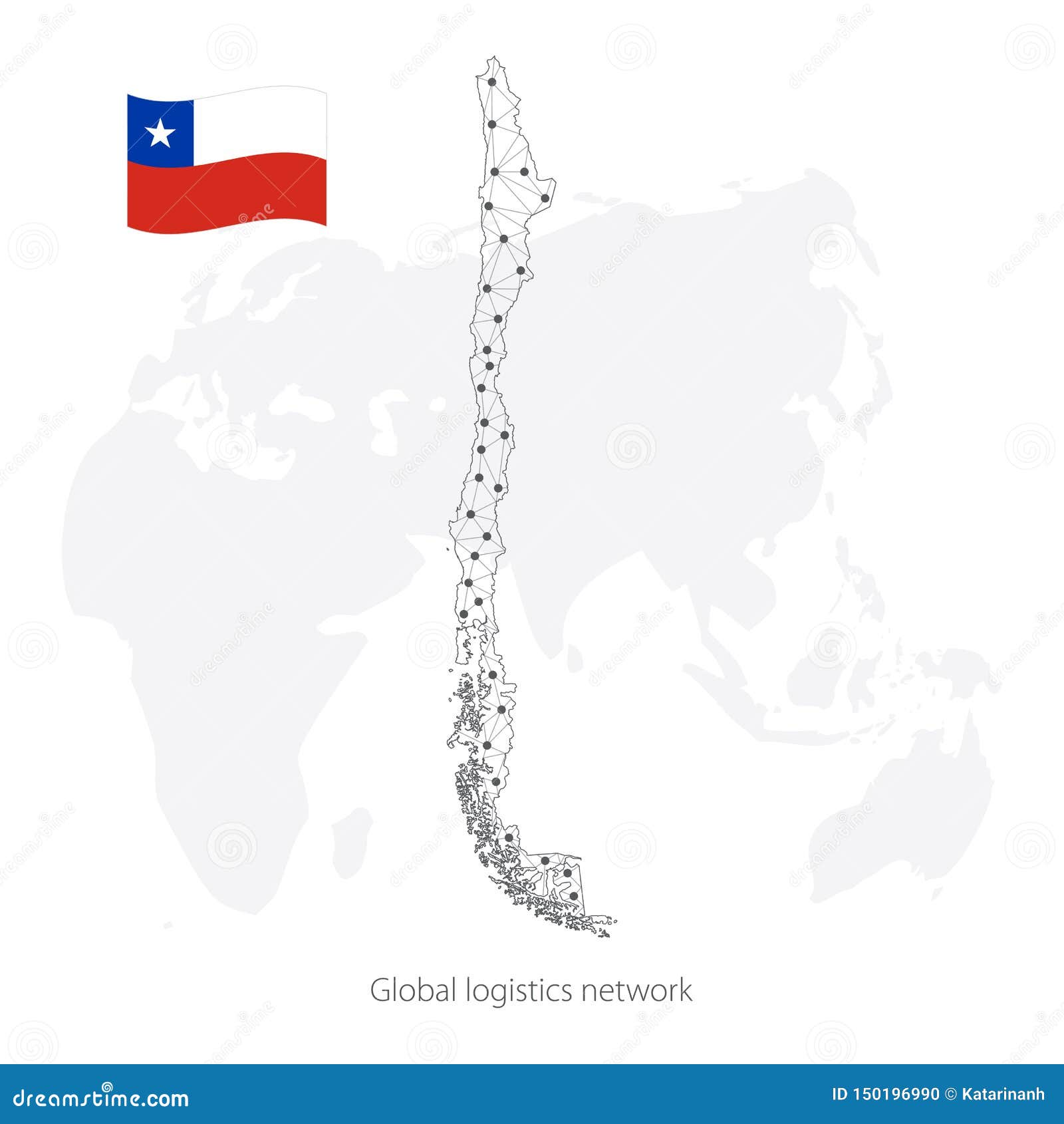 Global Logistics Network Concept. Communications Network Map Chile on ...