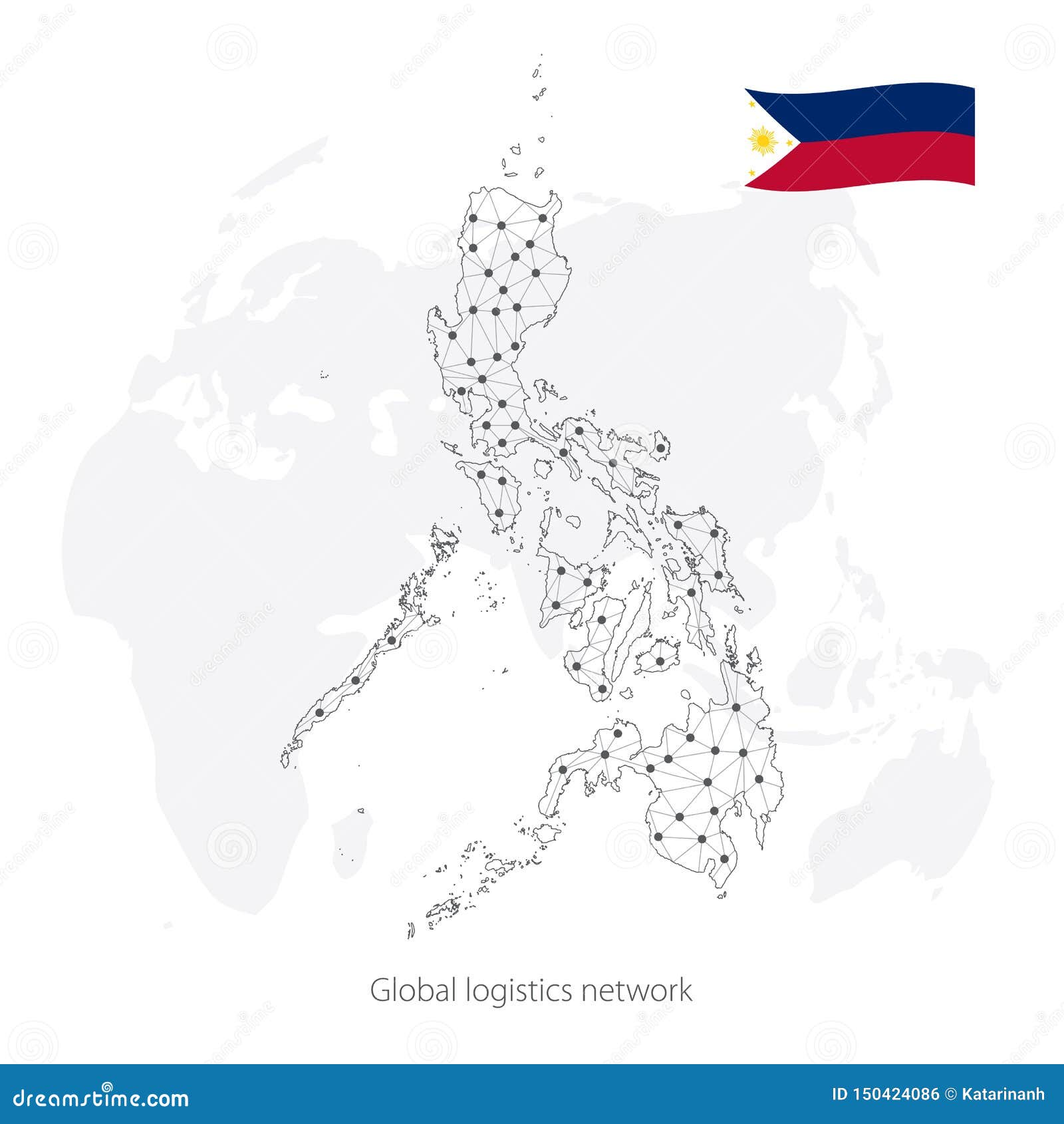 Global Logistics Network Concept. Communications Network Map ...