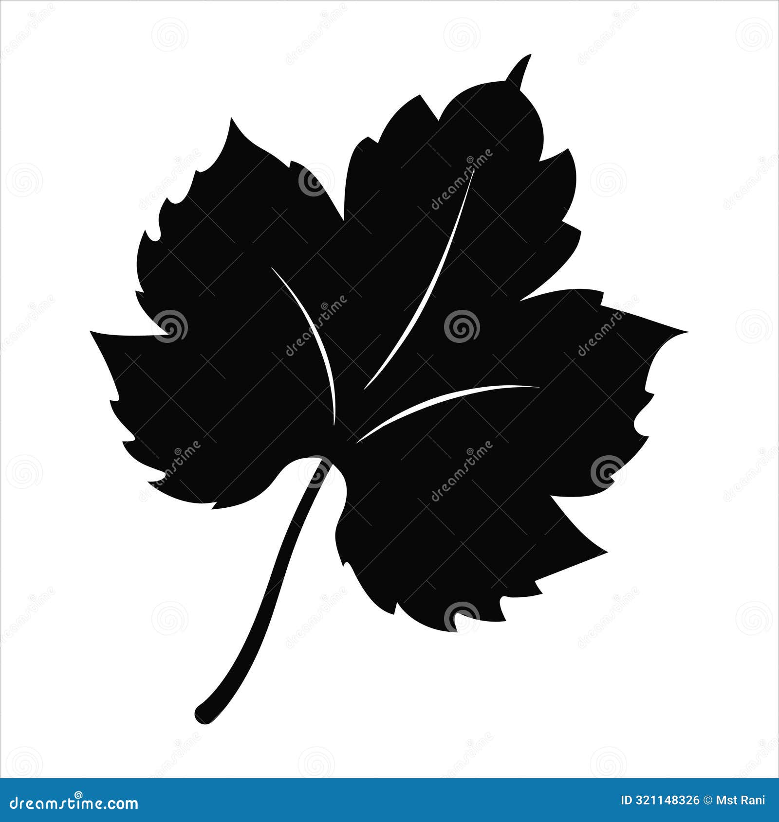 Black Silhouette with Grape Leaf Vector Illustration. Stock Vector ...