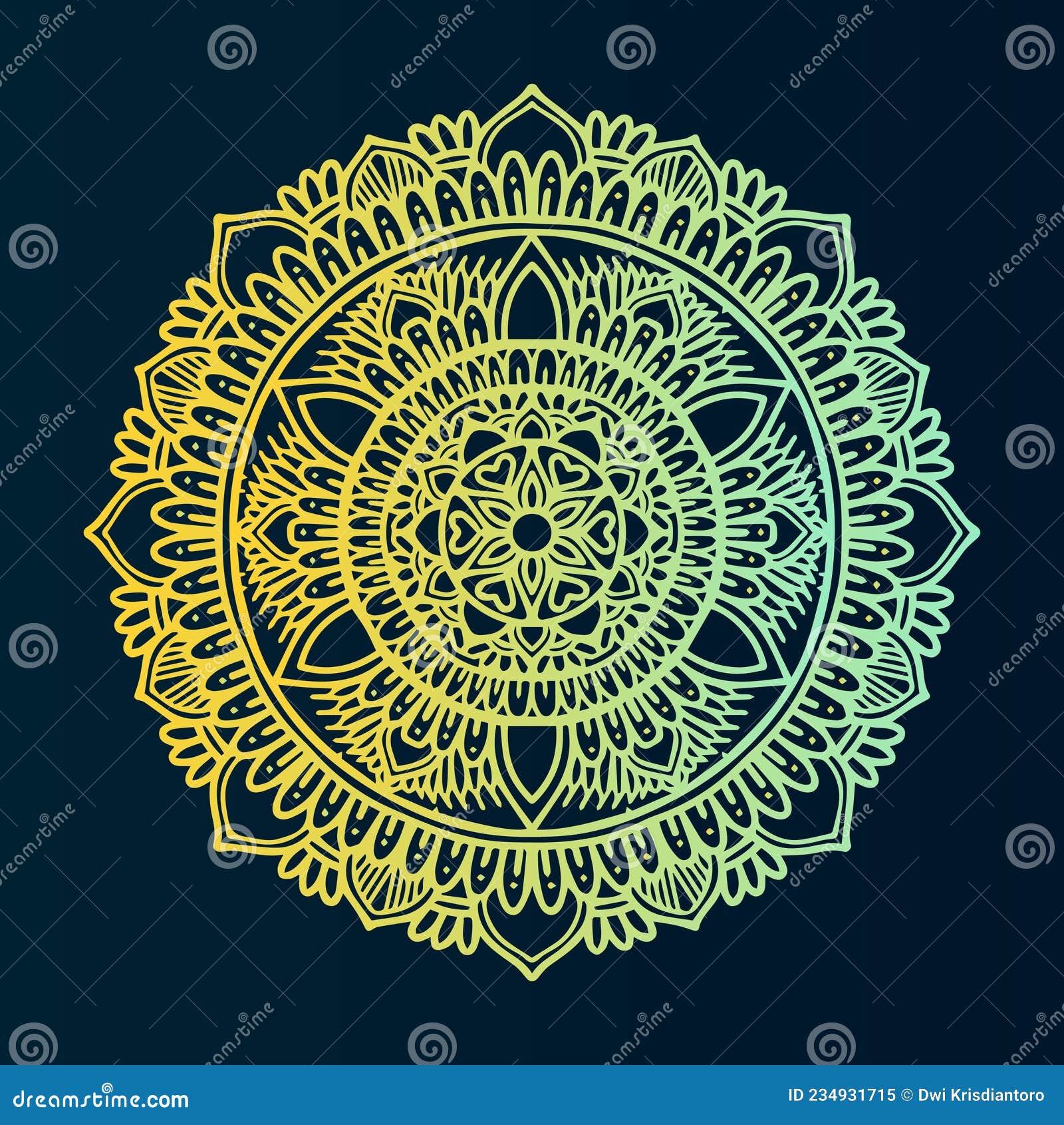Green Gradient Floral Rounded Mandala Art Design Vector Illustration ...