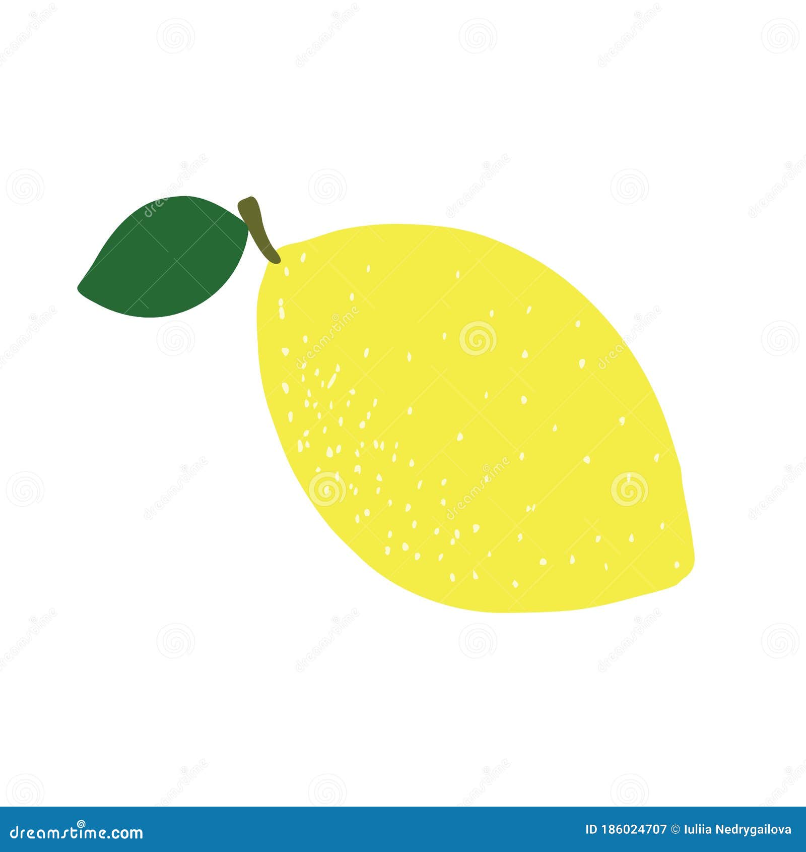 Hand Drawn Lemon with Leaf, Cartoon Style, Vector Stock Vector ...