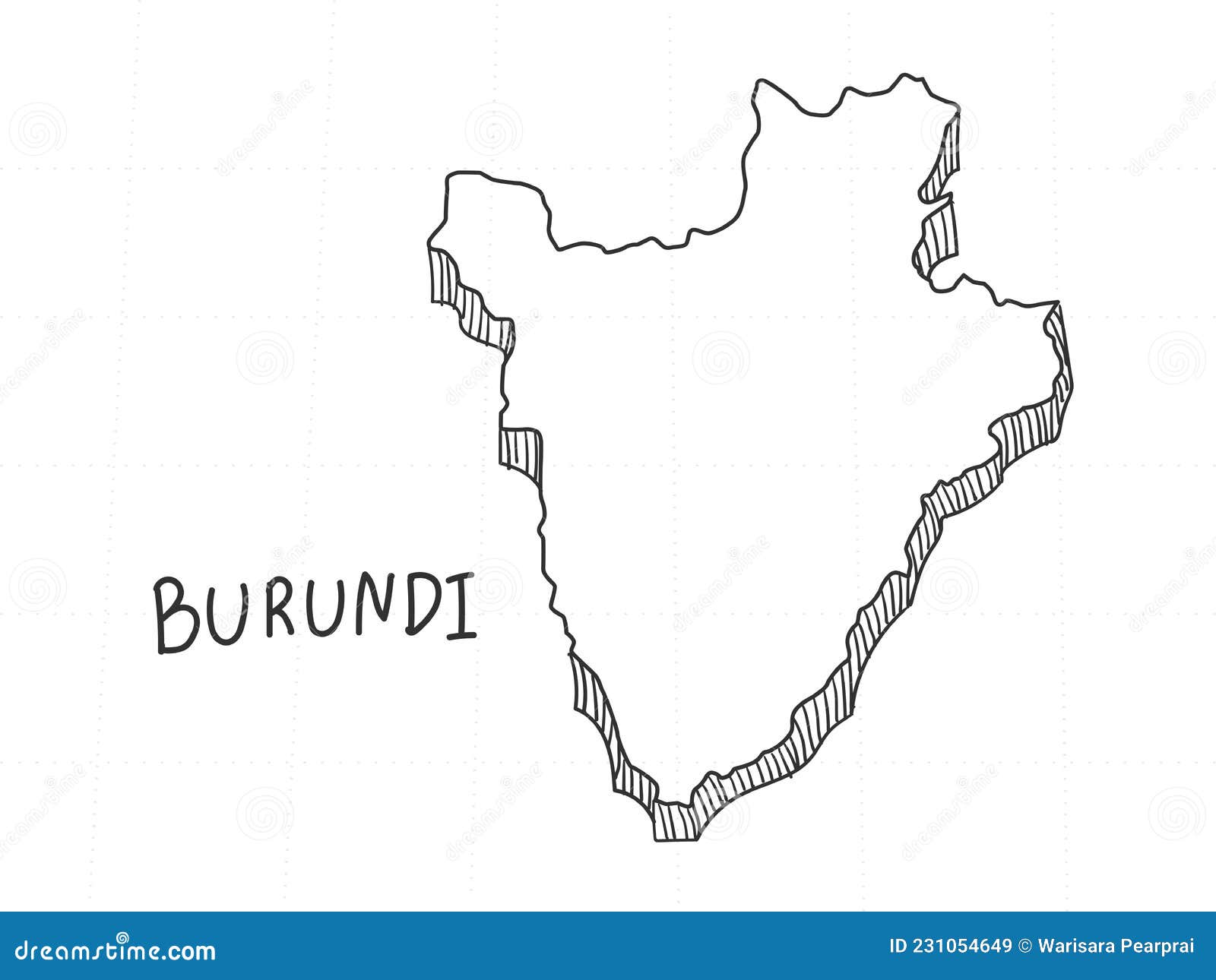 Hand Drawn of Burundi 3D Map on White Background Stock Vector ...