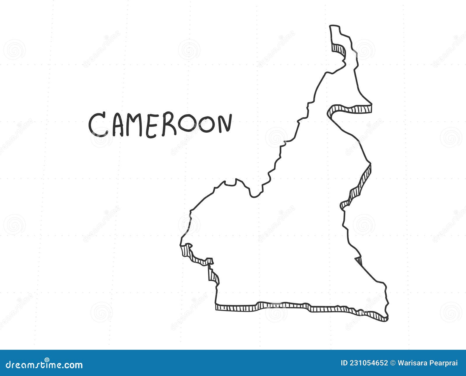 Hand Drawn of Cameroon 3D Map on White Background Stock Vector ...