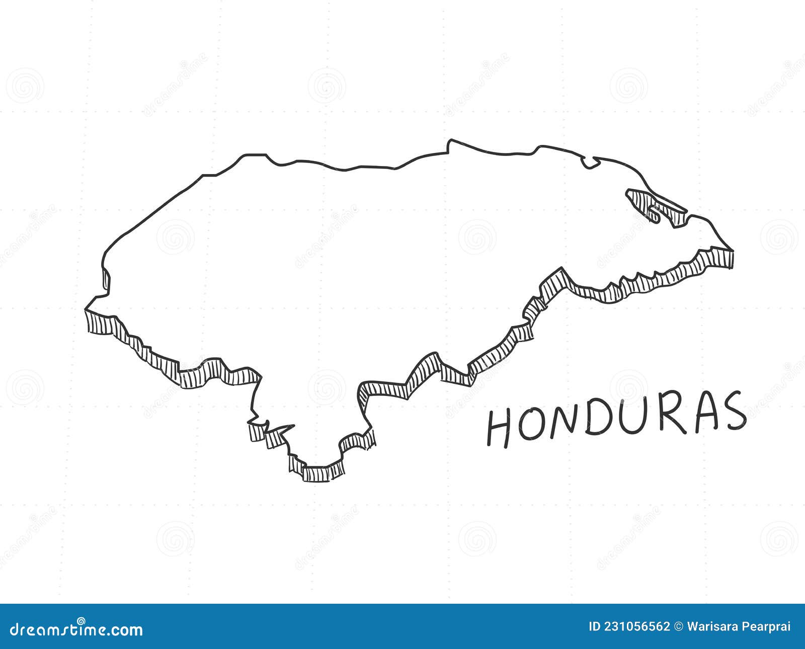 Hand Drawn of Honduras 3D Map on White Background Stock Vector ...
