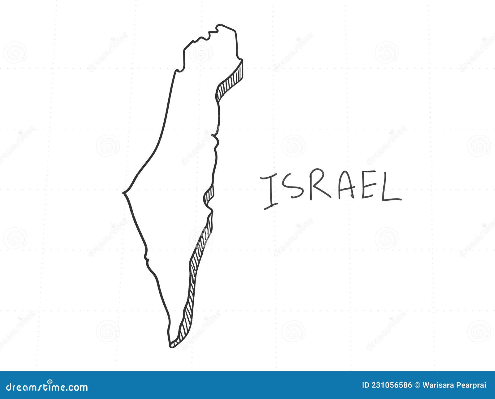 Hand Drawn of Israel 3D Map on White Background Stock Vector ...
