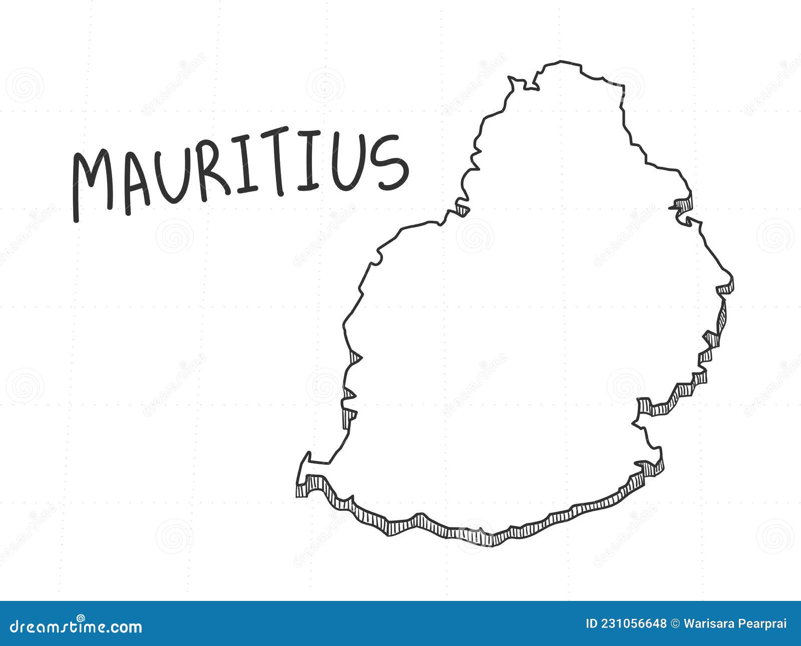 Hand Drawn of Mauritius 3D Map on White Background Stock Vector ...