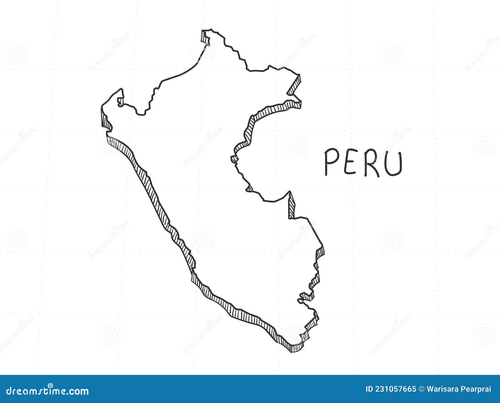 Hand Drawn of Peru 3D Map on White Background Stock Vector ...