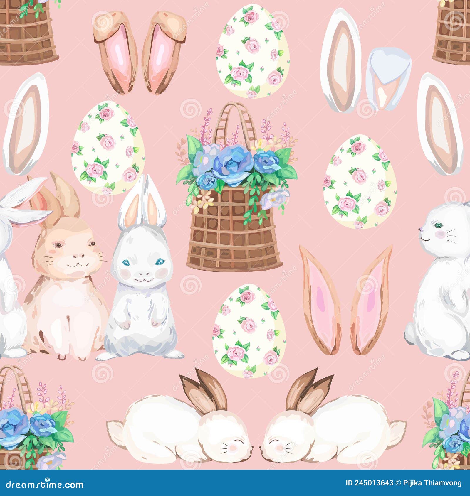 Happy Easter Seamless Pattern Background. Stock Vector - Illustration ...