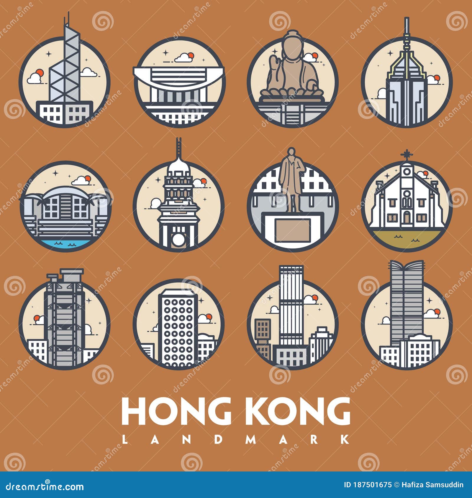 Print stock vector. Illustration of hongkong, towers - 187501675
