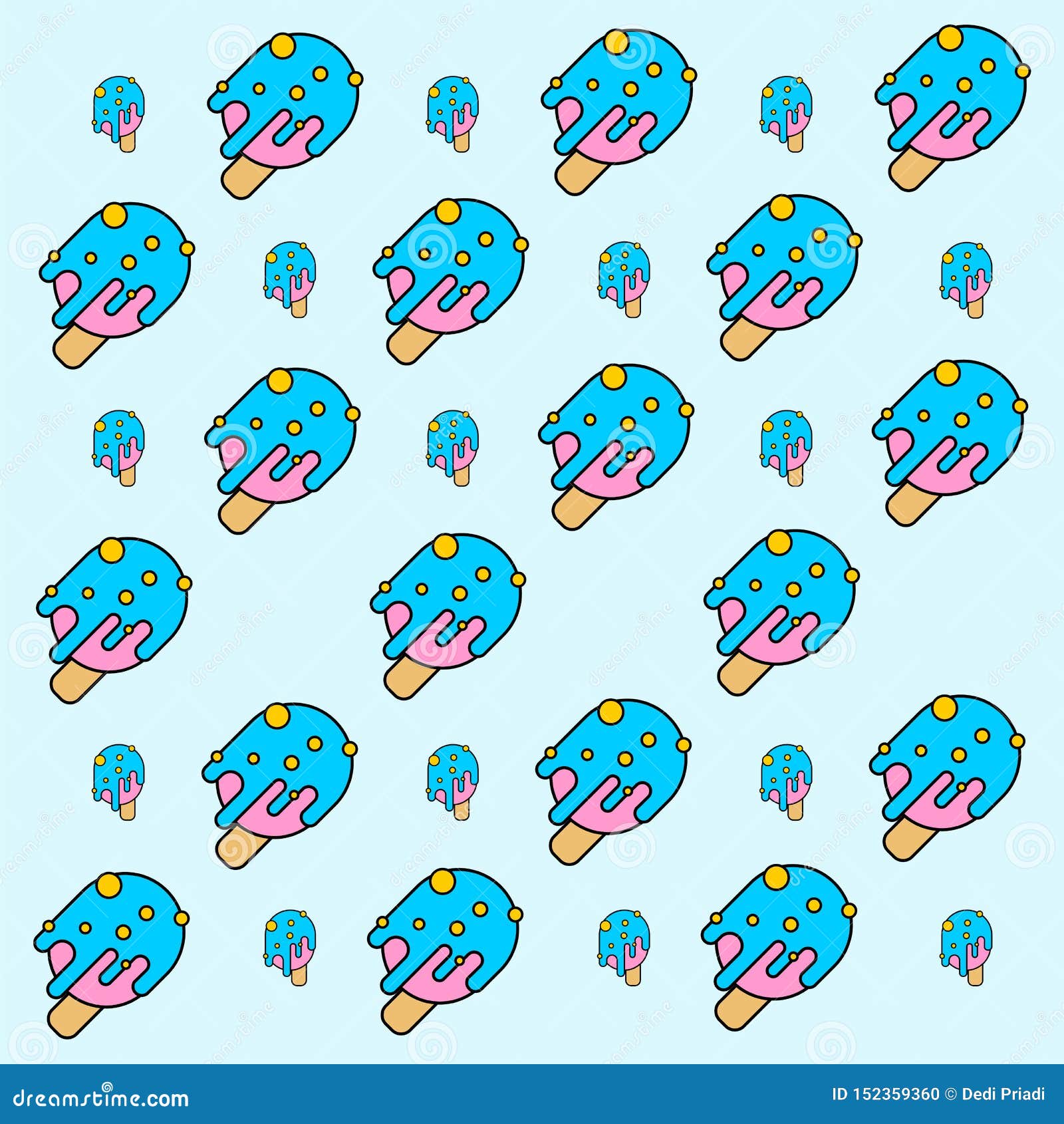 Print Ice Cream Blue Pattern. Background Vector Stock Vector ...
