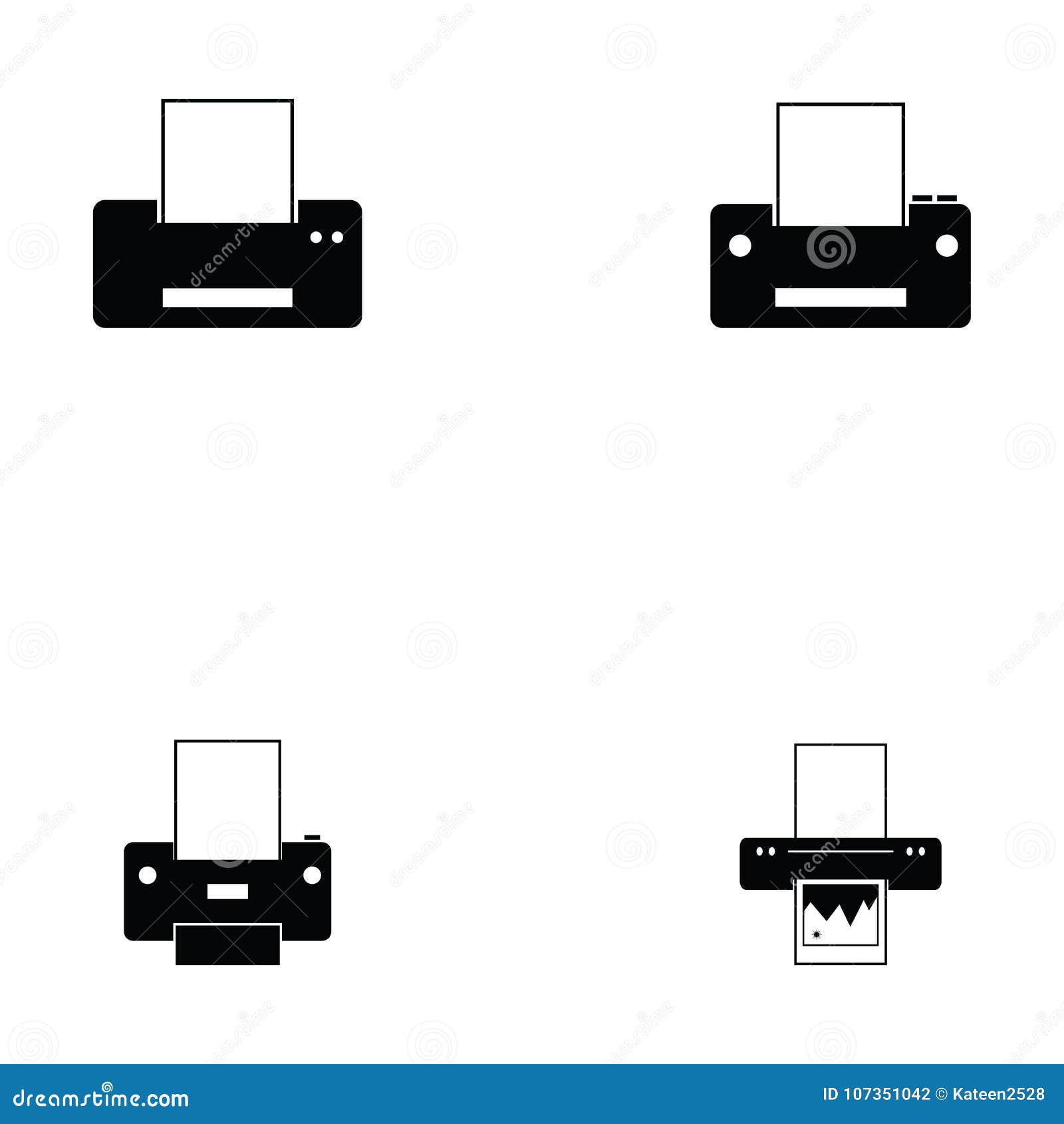 Print icon set stock vector. Illustration of abstract - 107351042