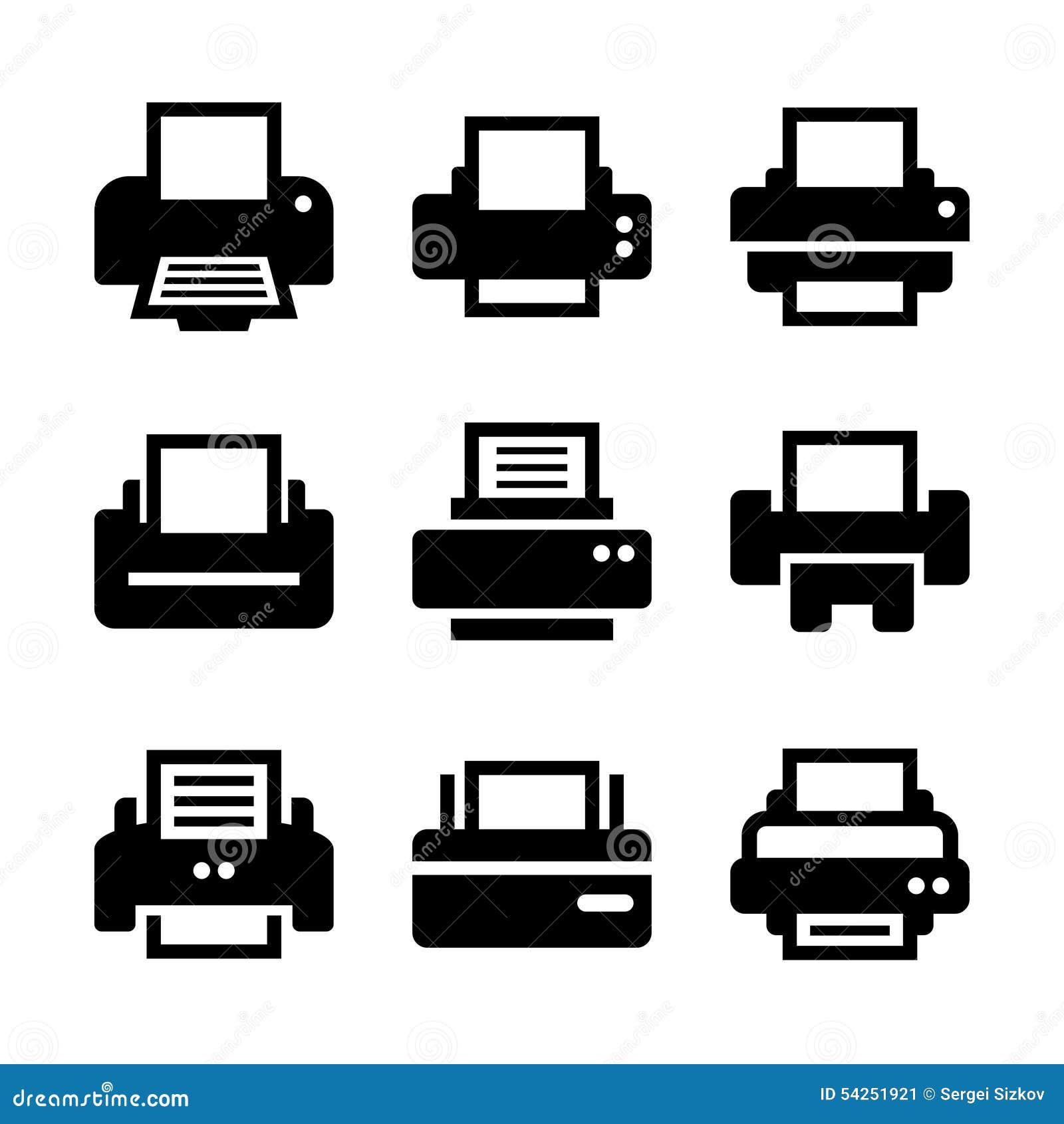 Print Icon Set stock vector. Illustration of paper, object - 54251921