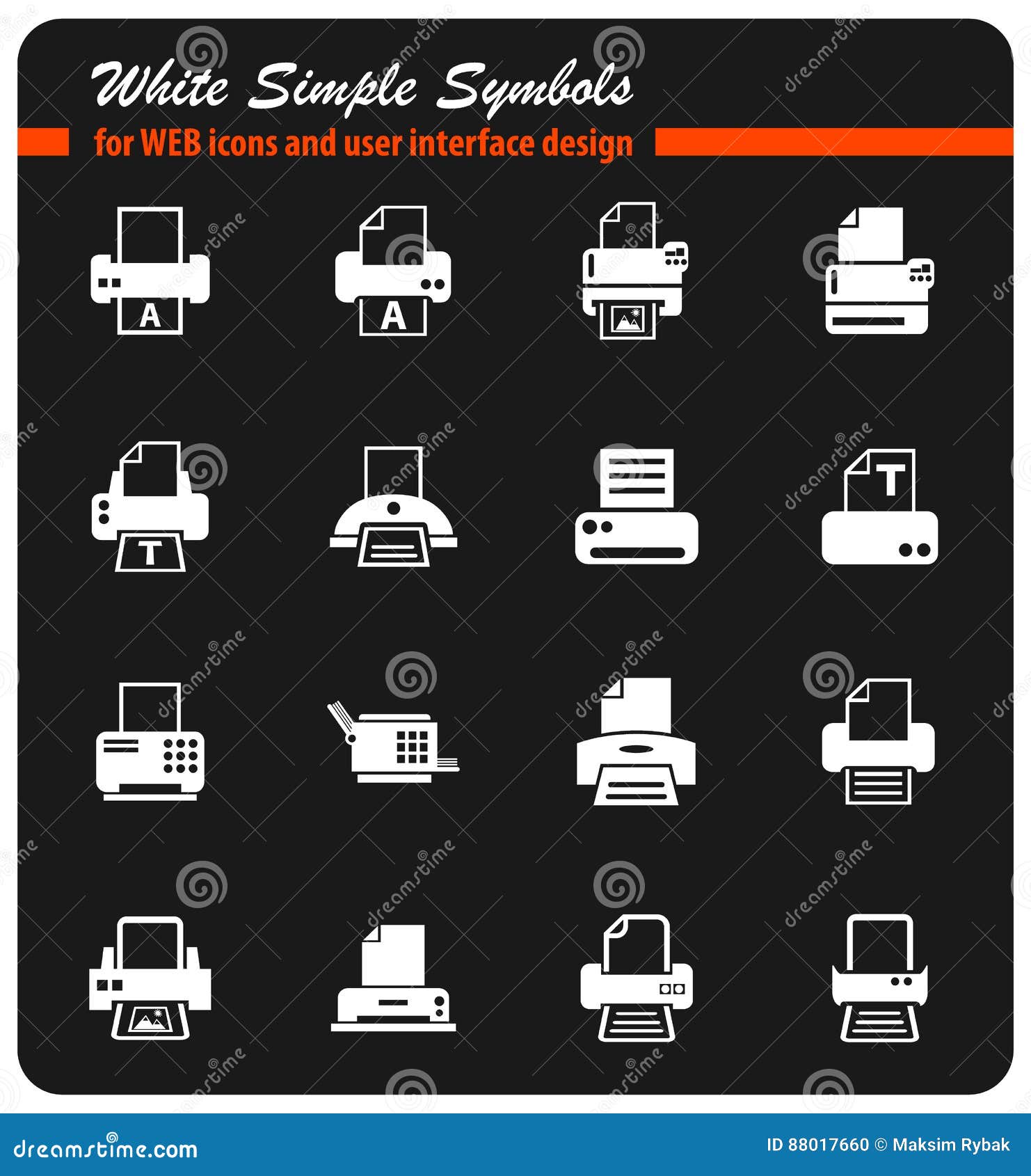 Print icon set stock vector. Illustration of symbol, simple - 88017660