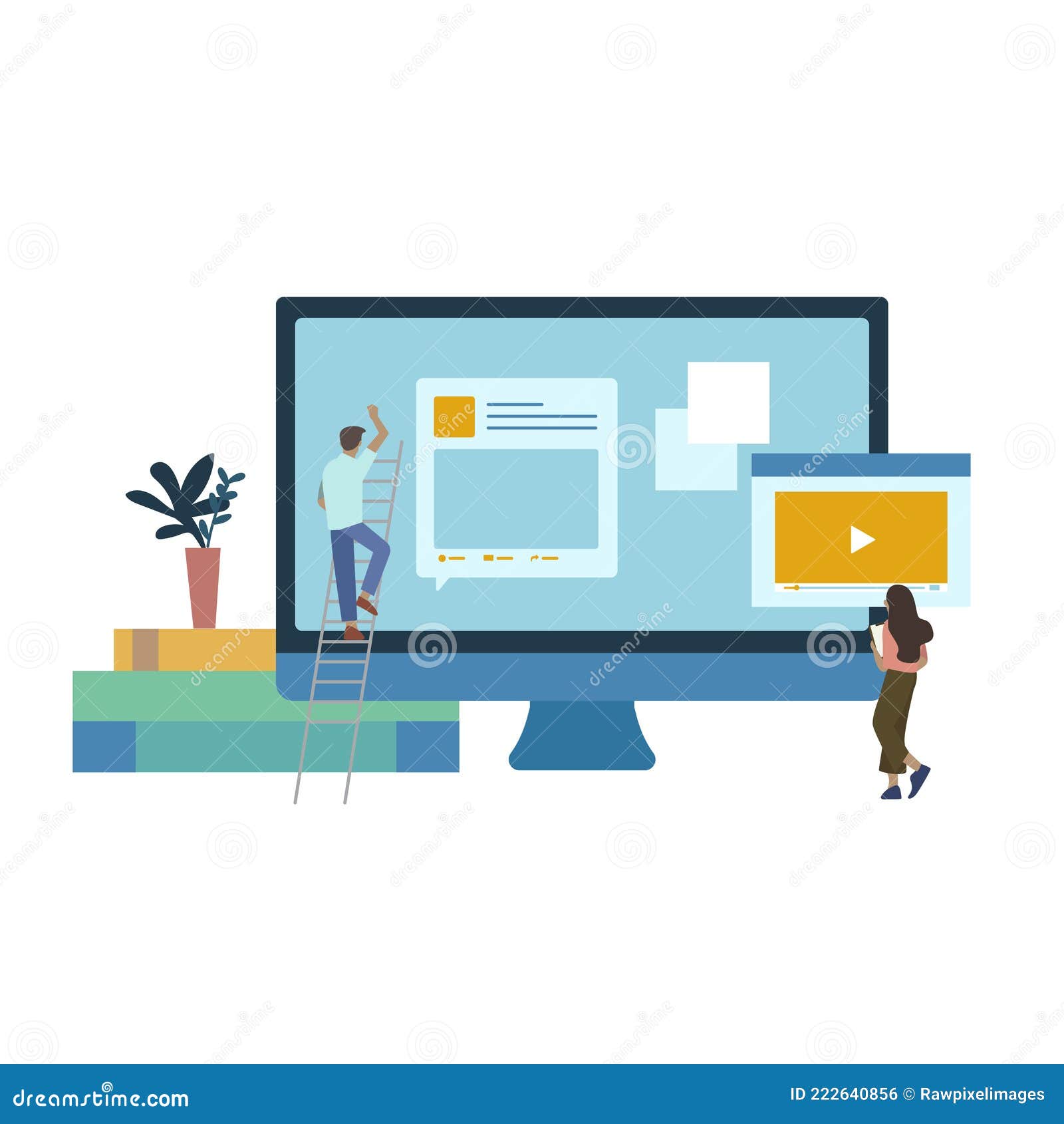 Illustrated People with Website Development Stock Illustration ...