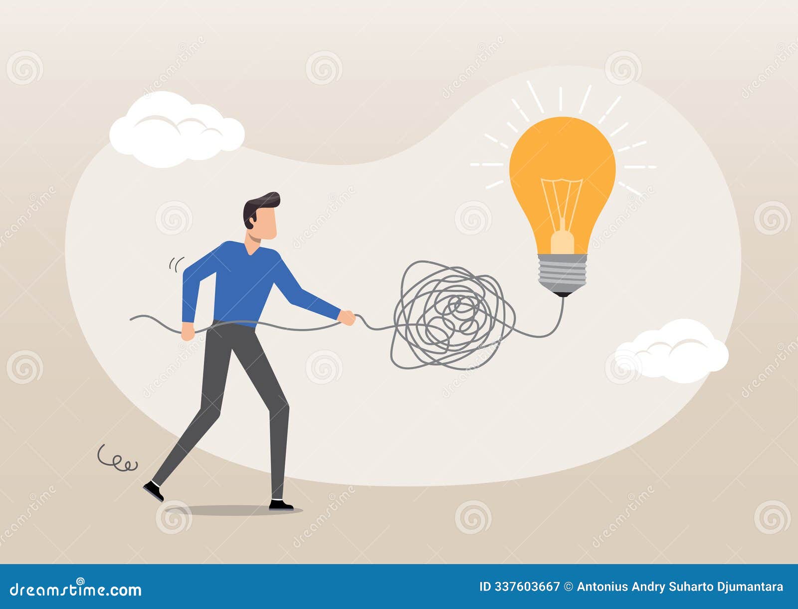 Businessman Untangle Messy Line of Business Idea Lightbulb or Simplify ... Businessman Untangle Messy Line of Business Idea Lightbulb or Simplify ...