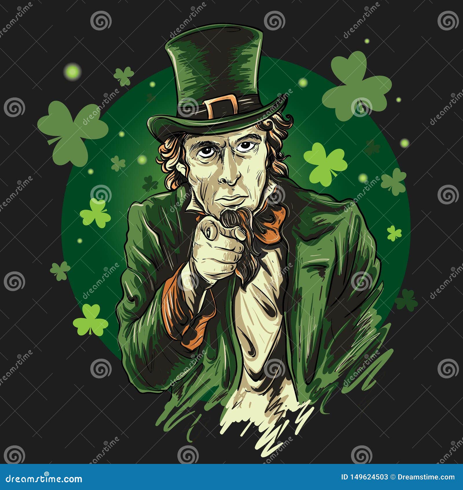 Saint Patrick Theme Illustration of Uncle Sam Stock Illustration ...