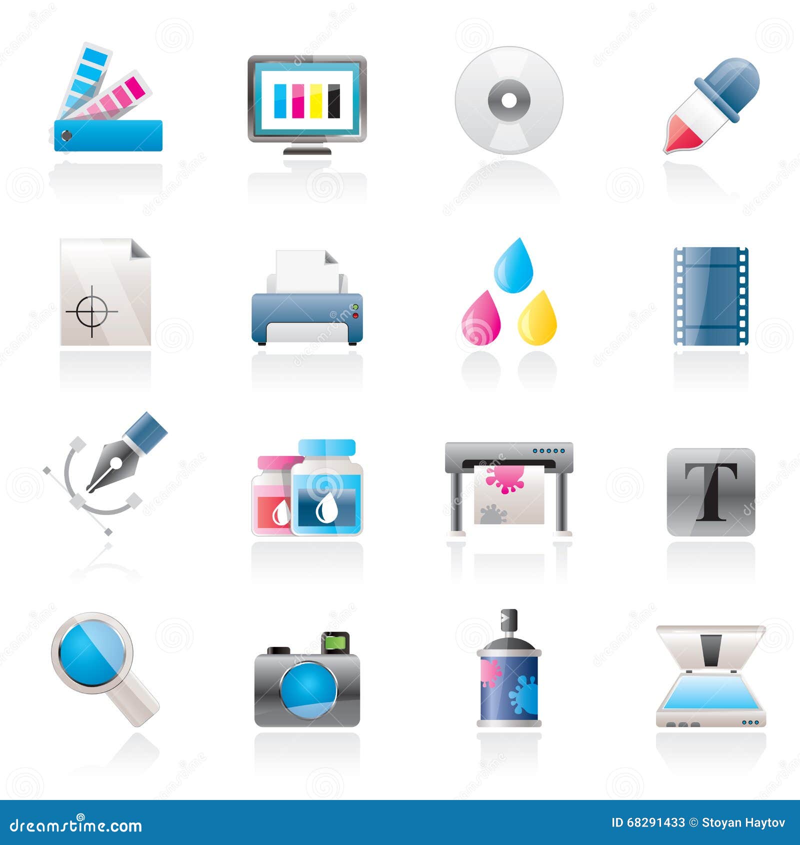 Print Industry and Graphic Design Icons Stock Vector - Illustration of ...