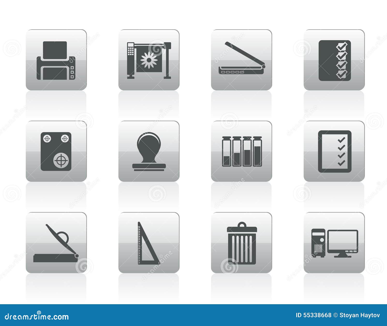 Print industry Icons stock vector. Illustration of black - 55338668