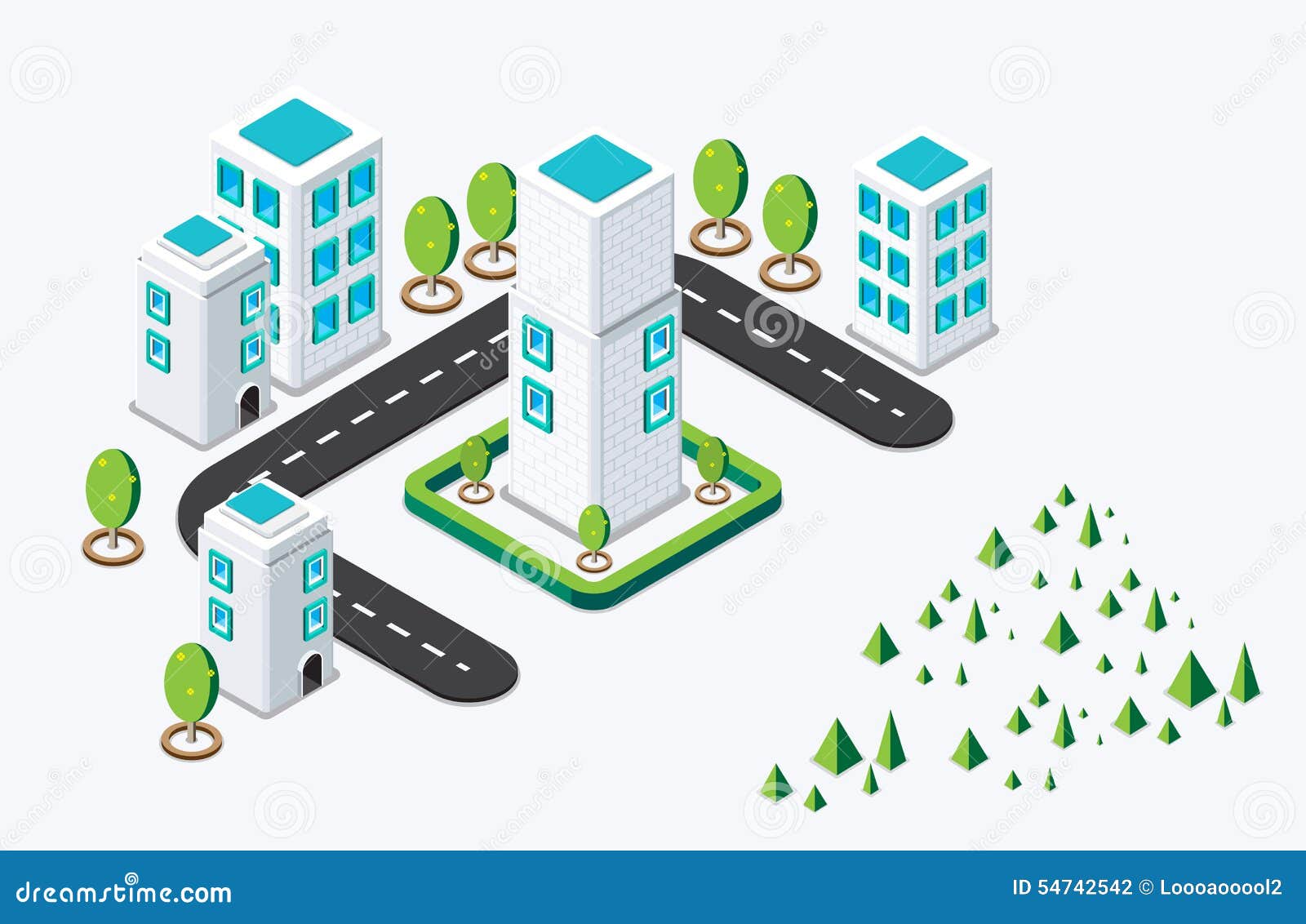 Isometric building city. stock vector. Illustration of vector - 54742542