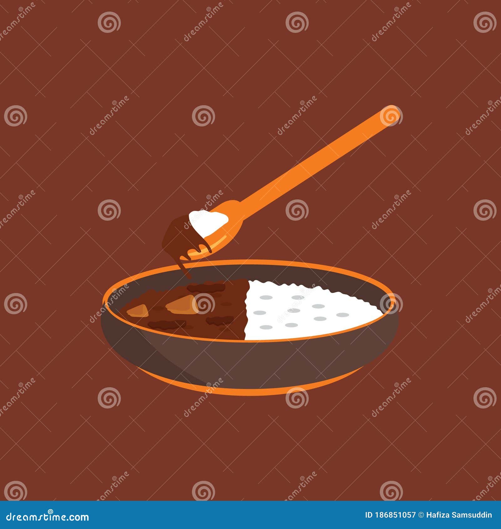 Japanese Curry Rice With Rice, Chicken Katsu And Boiled Egg Cartoon ...