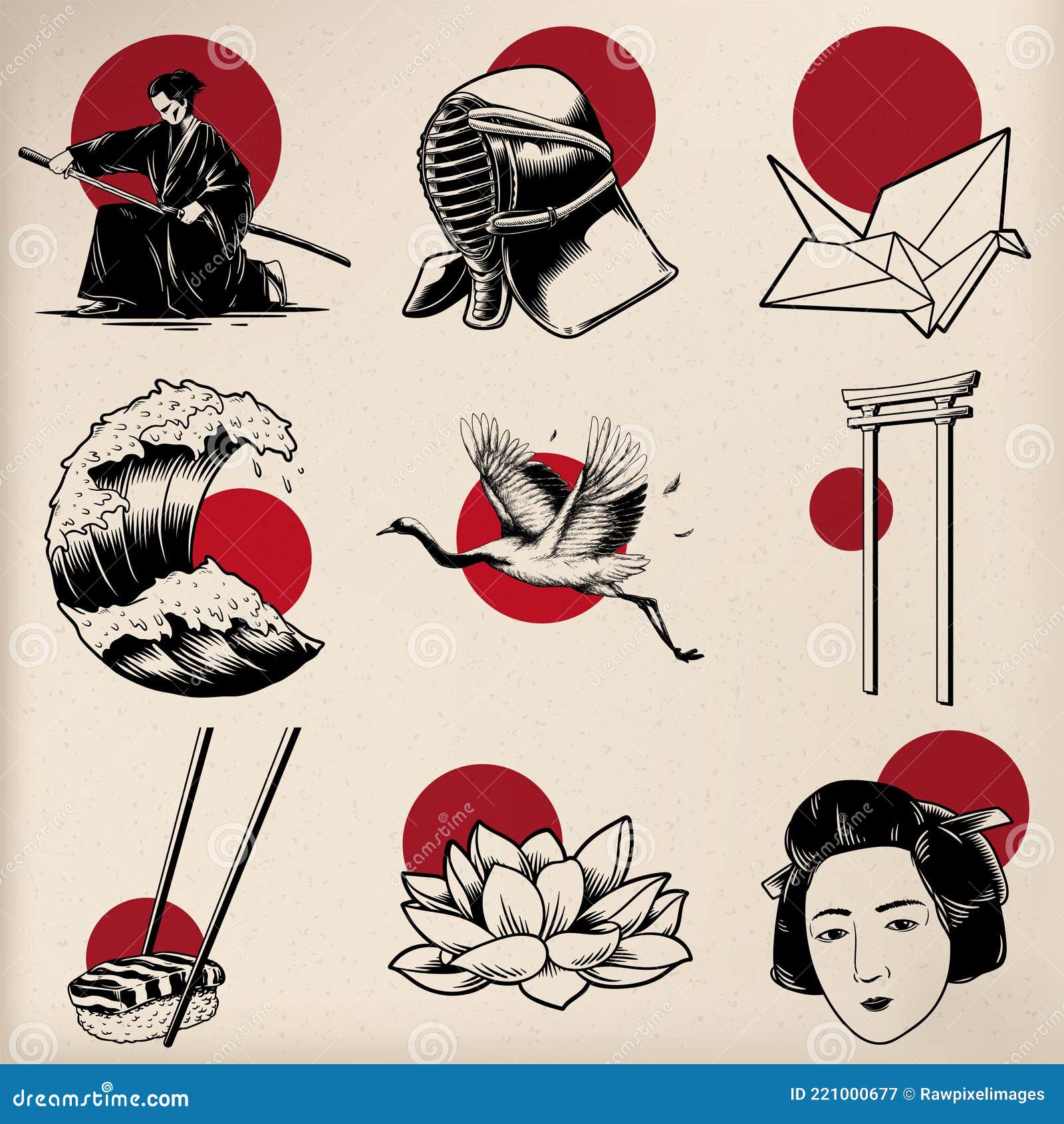 Japanese Tradition Style Vectors Illustration Stock Illustration ...
