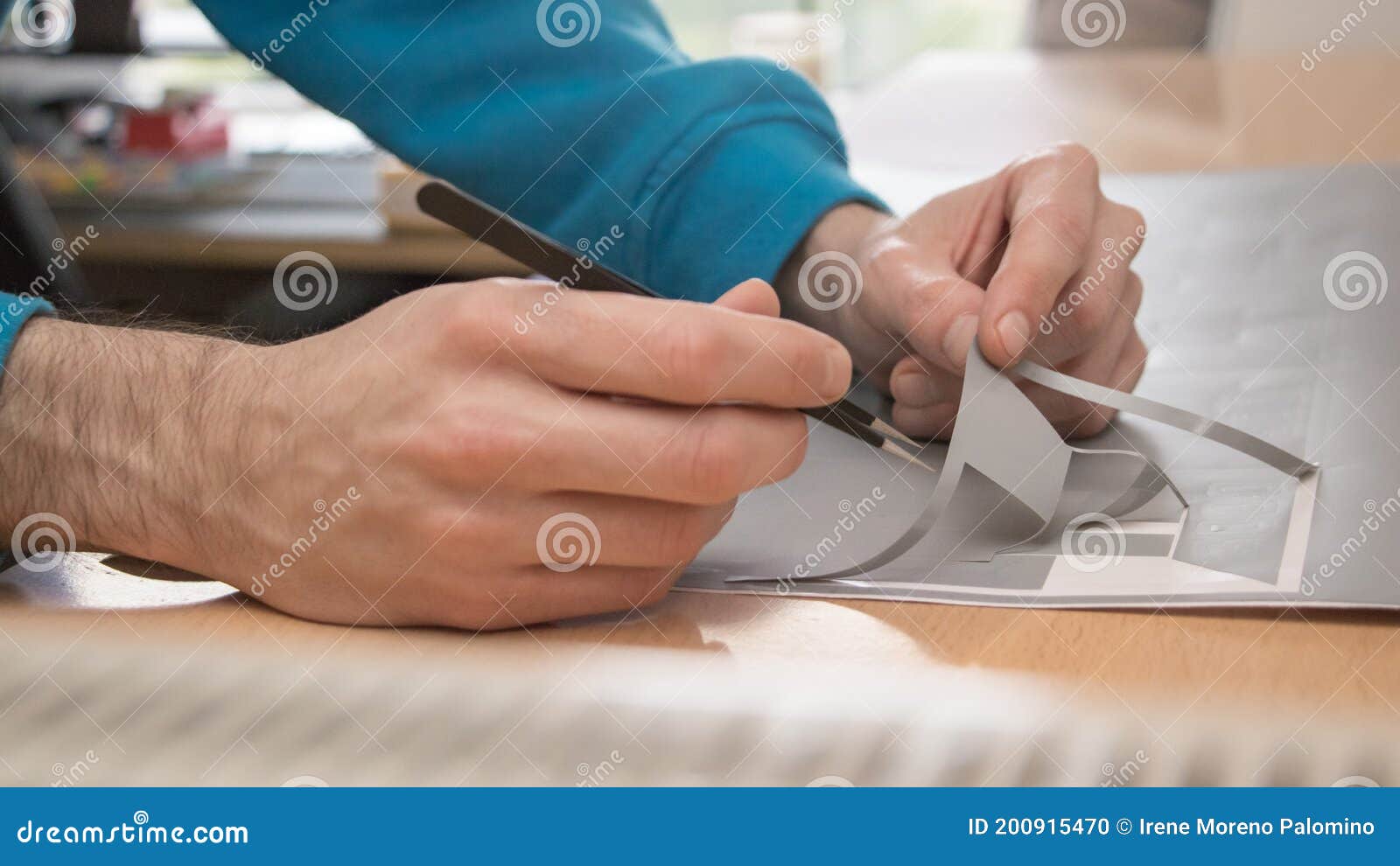 Print Job, Hands Cutting Plotter in Printing House Stock Photo - Image ...