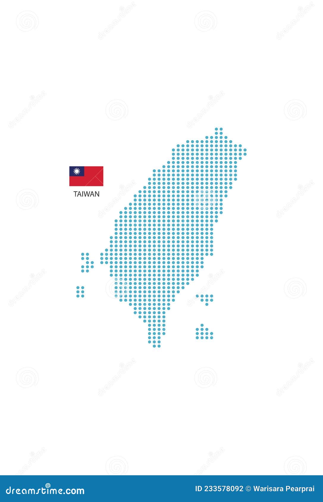 Taiwan Map Design Blue Circle, White Background with Taiwan Flag Stock ...