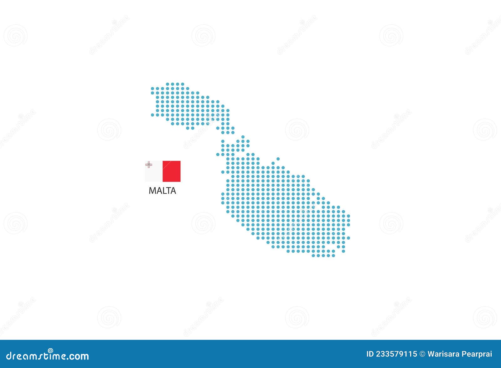 Malta Map Design Blue Circle, White Background with Malta Flag Stock ...