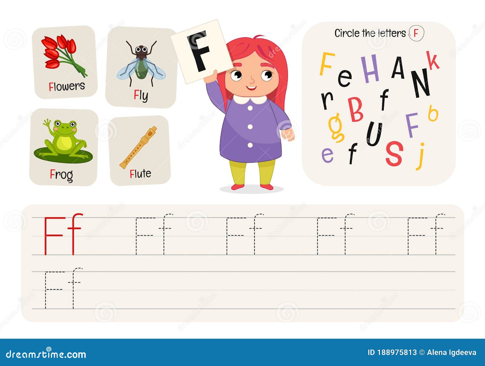 Kids learning material. stock illustration. Illustration of flowers ...