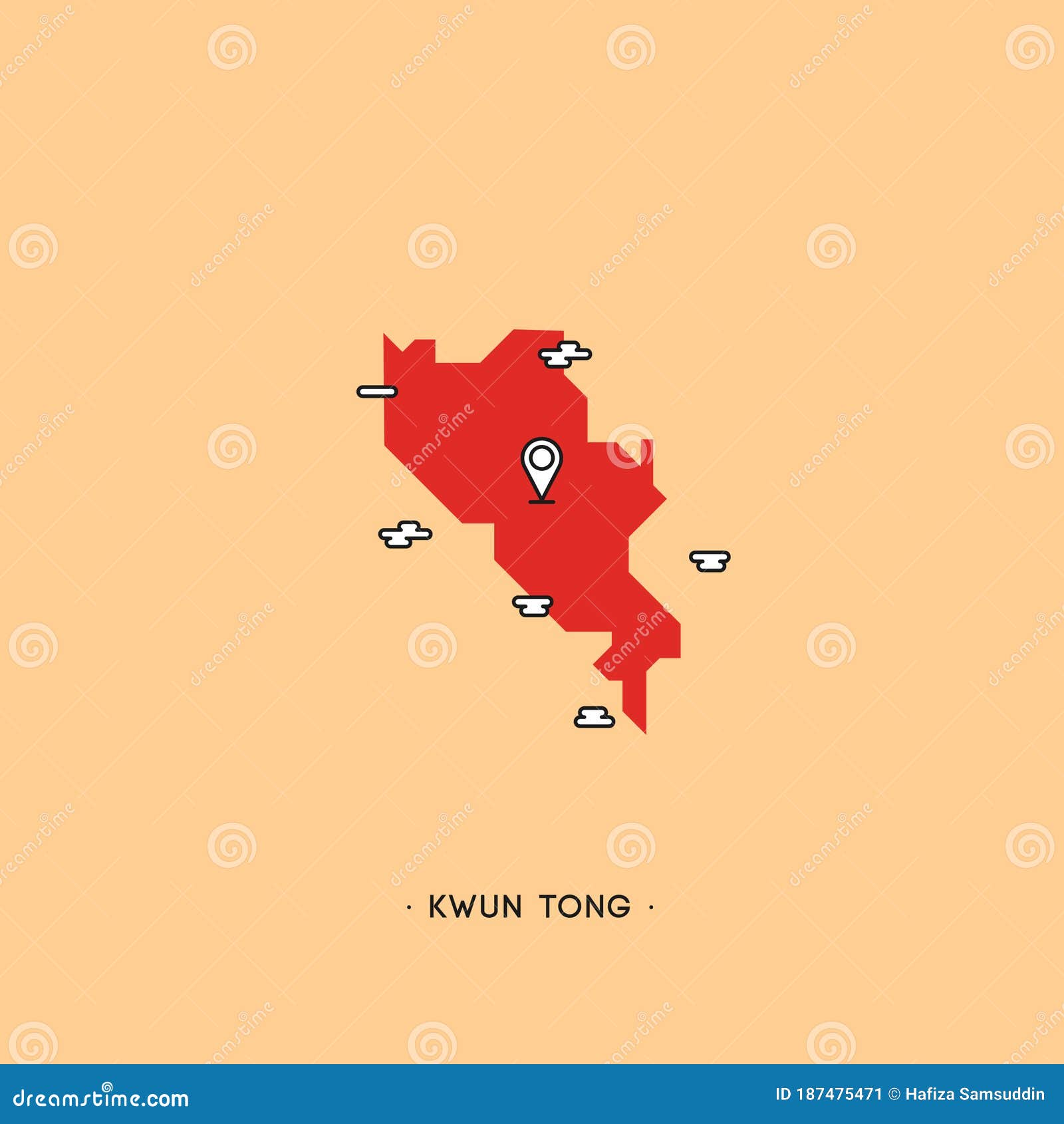 Kwun Tong State Map. Vector Illustration Decorative Design ...