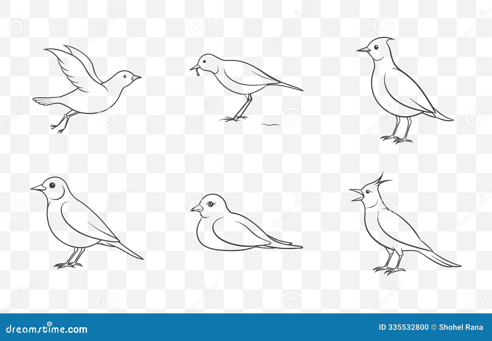 Print Lark Line Art Vector Set Collection of Elegant and Detailed ...