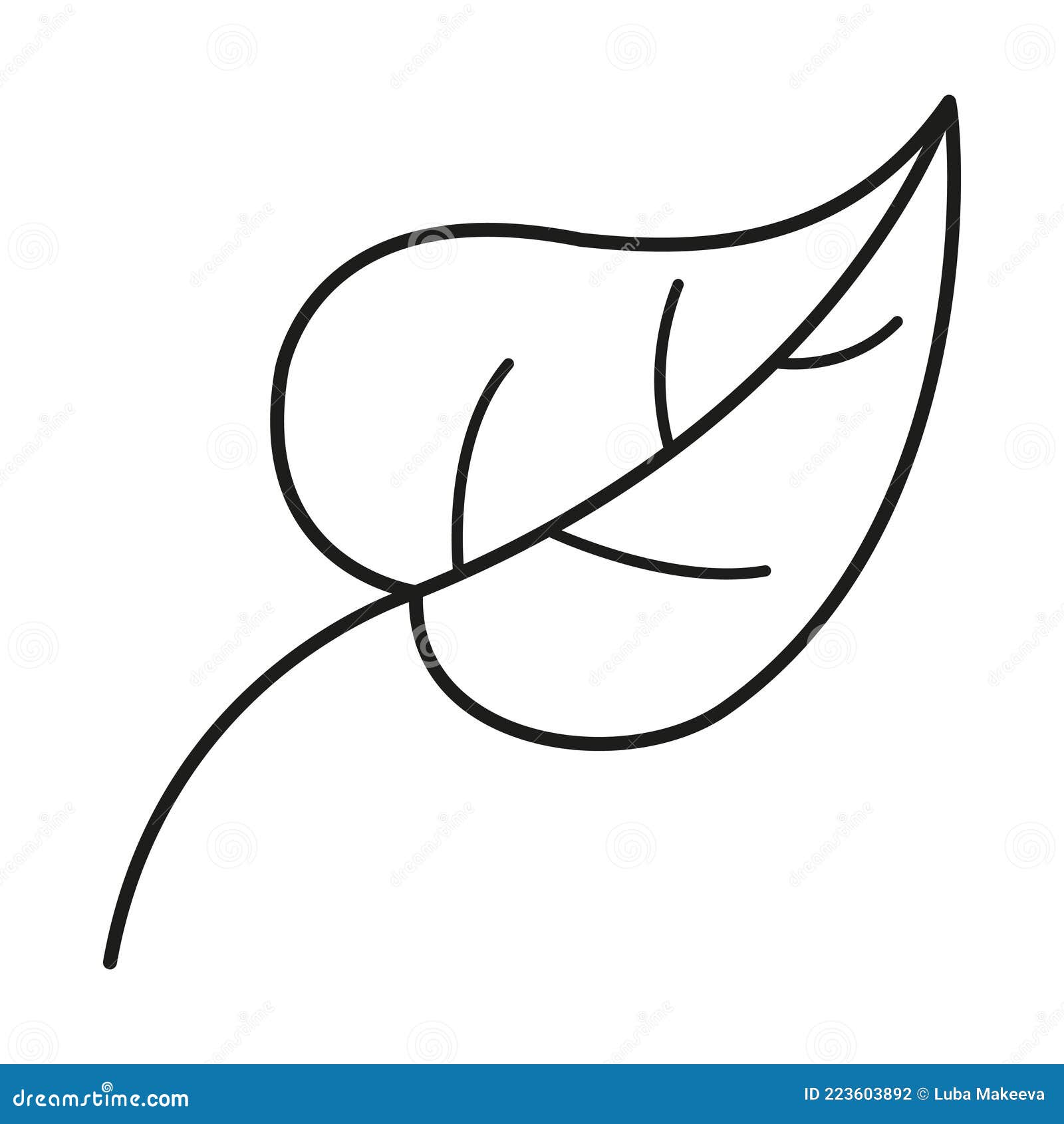 Leaf Linear Icon. Vector Leaves Logo. Black and White Autumn Leaf Stock ...