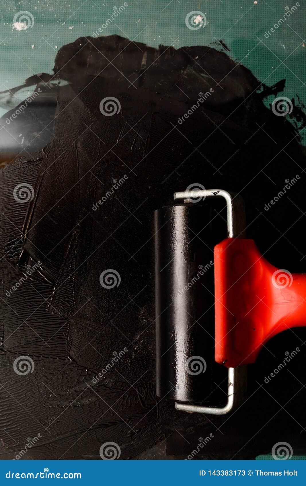 Print Making Roller Applying Ink To Glass Surface Stock Image - Image ...