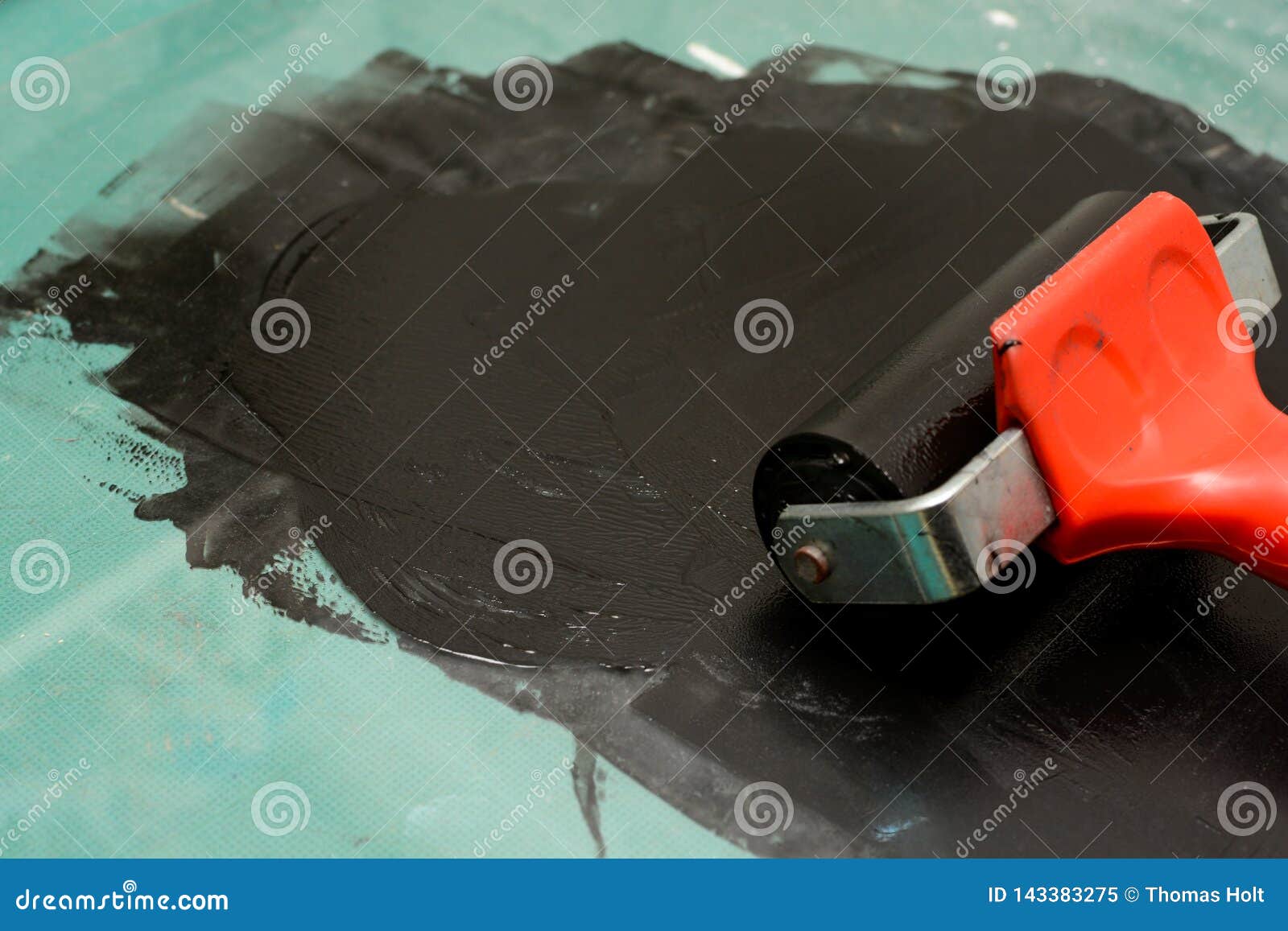 Print Making Roller Applying Ink To Glass Surface Stock Image - Image ...