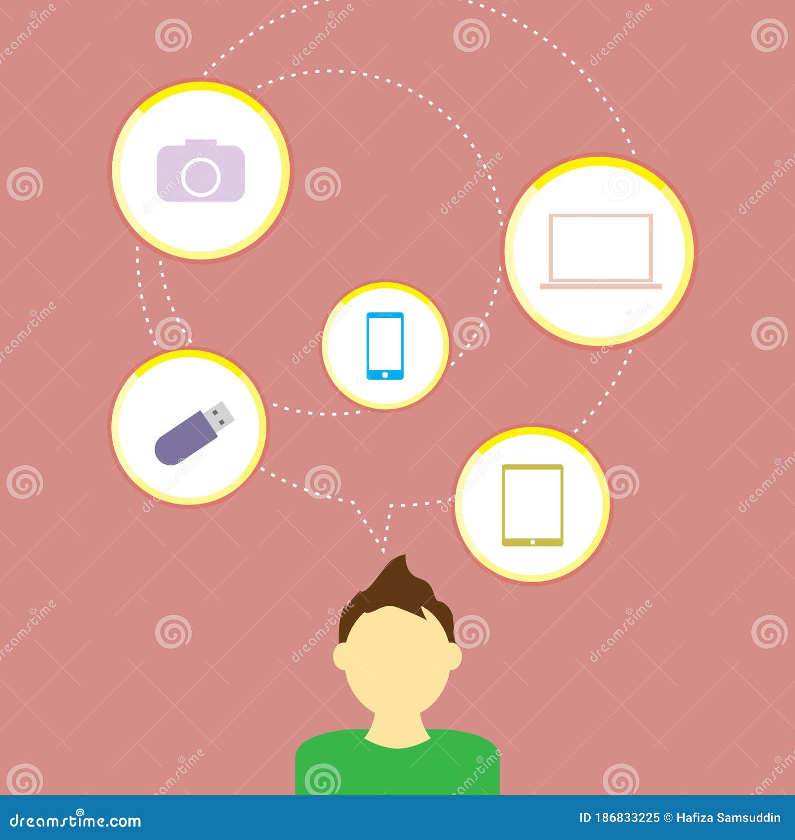 Print stock vector. Illustration of contemplating, electronic - 186833225