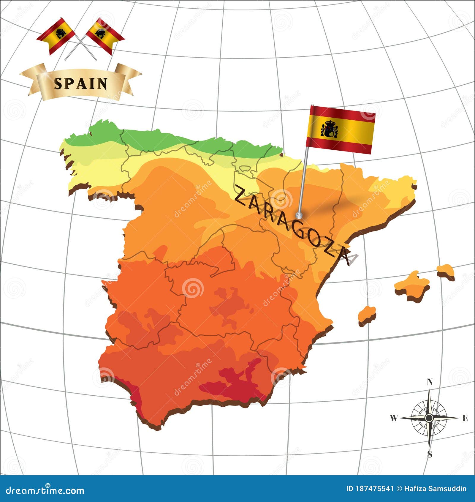 Zaragoza Map Vector Silhouette Illustration Isolated On White ...