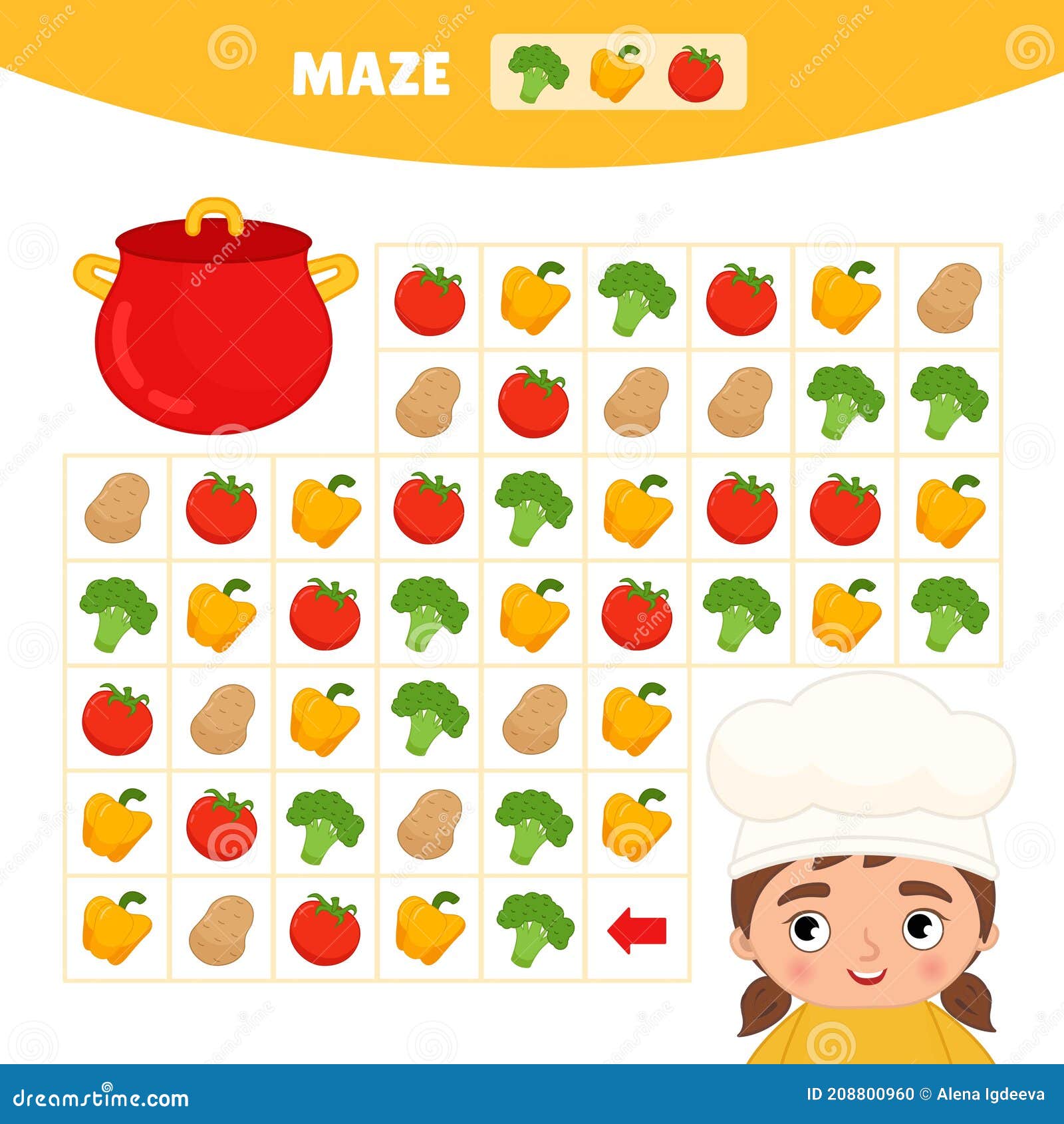 Maze game for children. stock vector. Illustration of tomato - 208800960