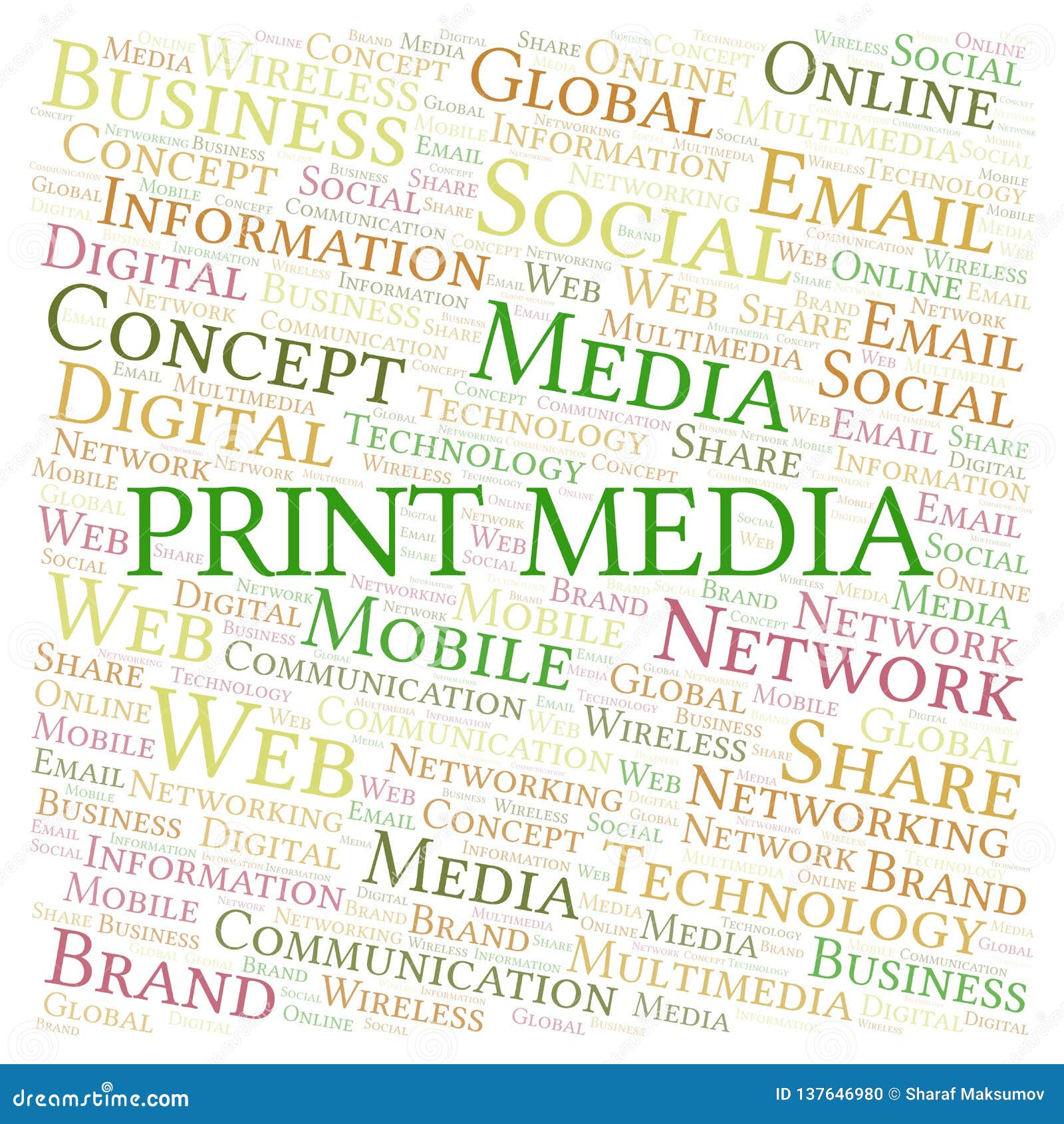 Print Media word cloud stock illustration. Illustration of network ...