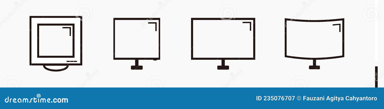 Monitor Computer, Old Monitor, Curve Monitor Screen Device Set - Line ...