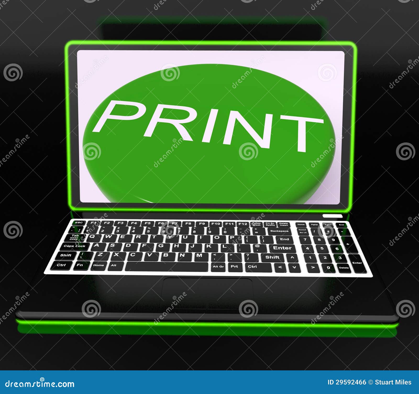 Print on Monitor Showing Printer Stock Illustration - Illustration of ...