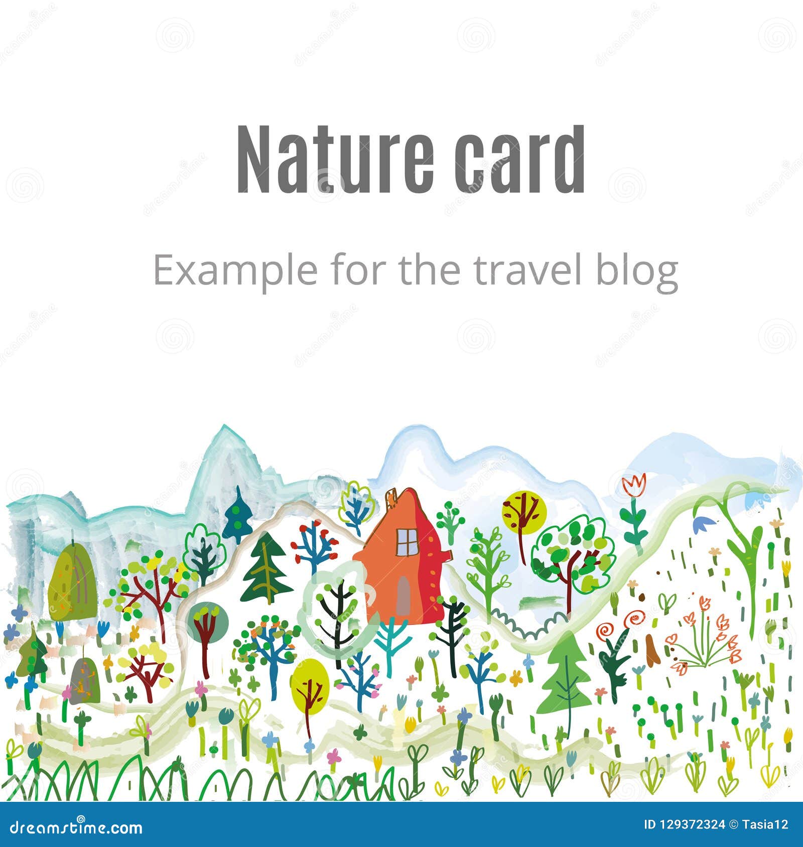 Nature Card with Nice Landscape, Graphic Illustration Stock Vector ...
