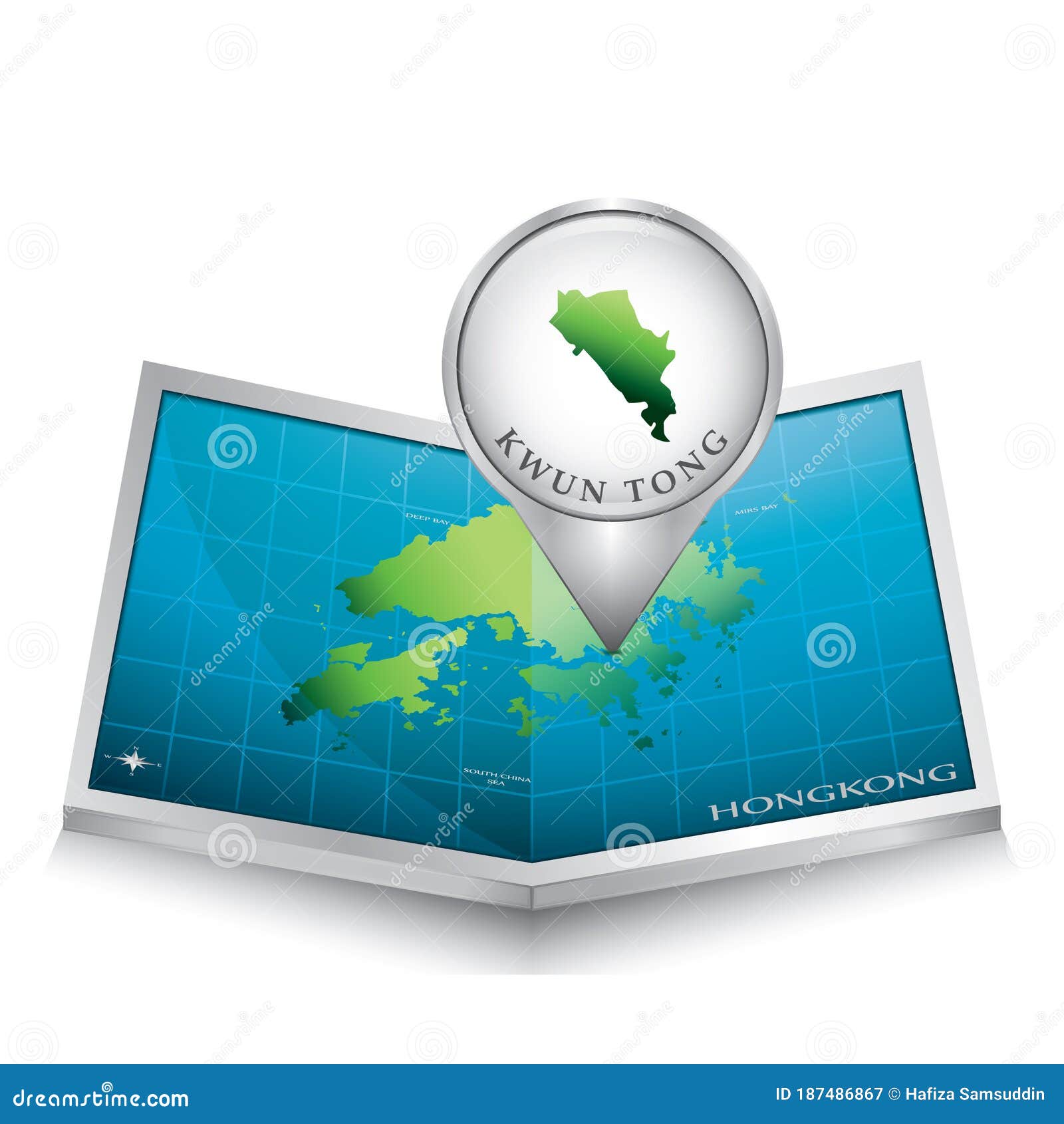 Kwun Tong State Map. Vector Illustration Decorative Design ...