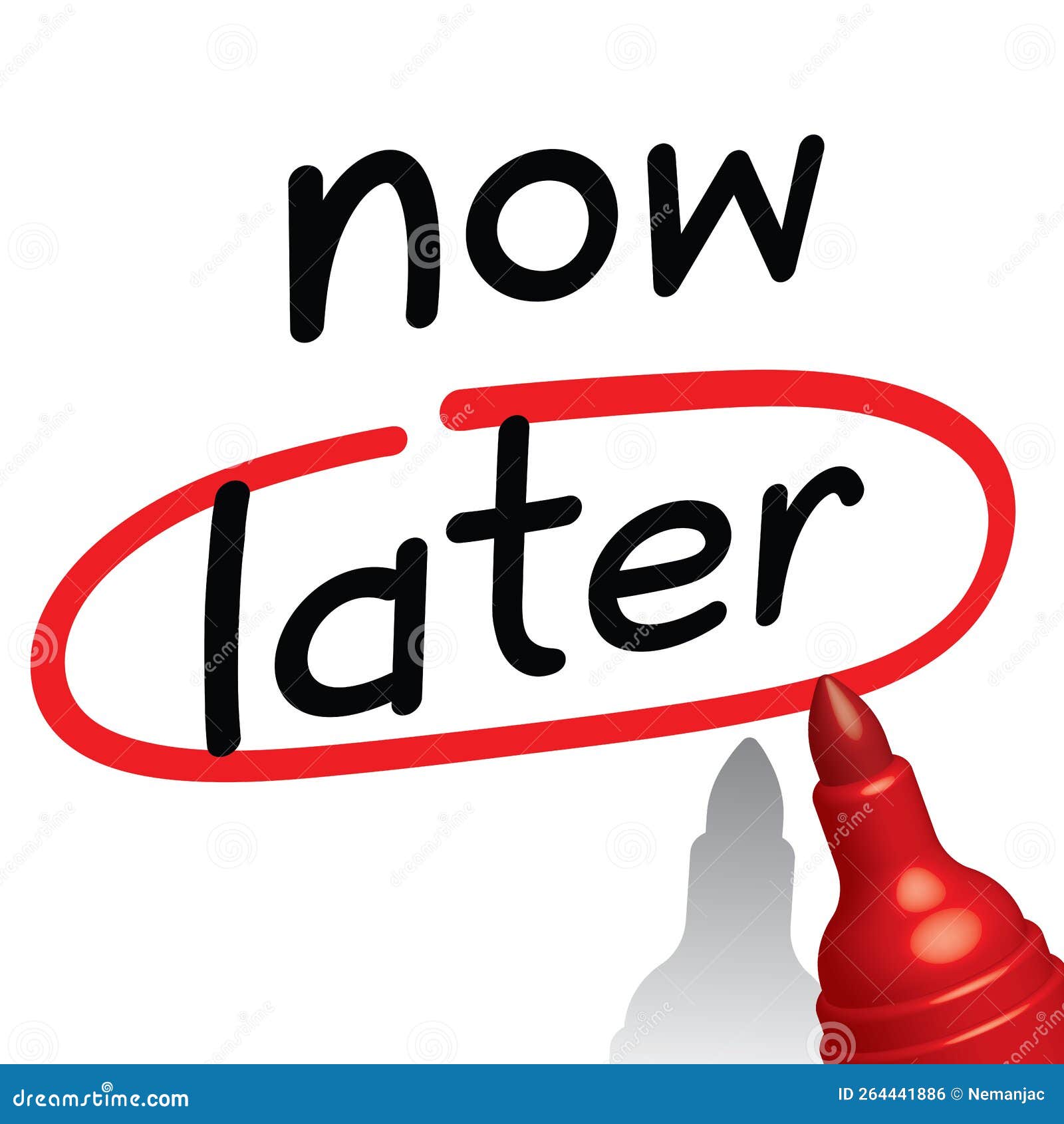 Now and Later, Red Marker Pen Stock Illustration - Illustration of ...