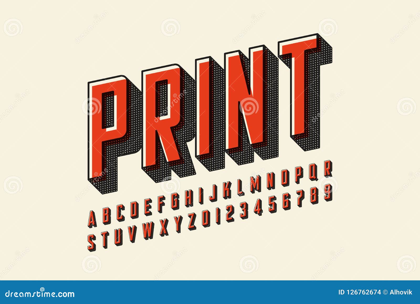 Offset Print Style Modern Font Design Stock Vector - Illustration of ...