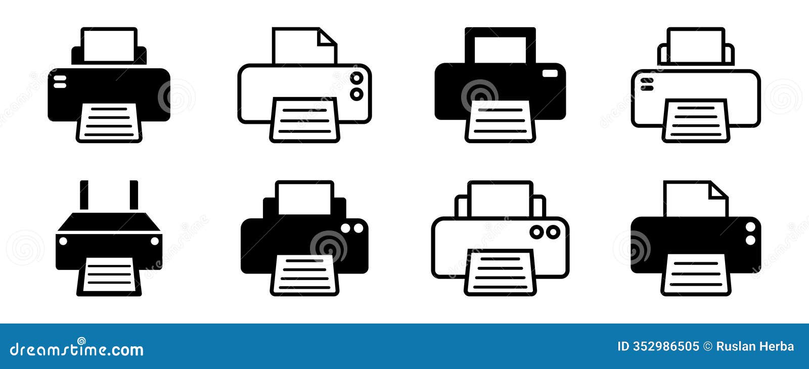 Print Out Document. Printer and Paper Stock Illustration - Illustration ...