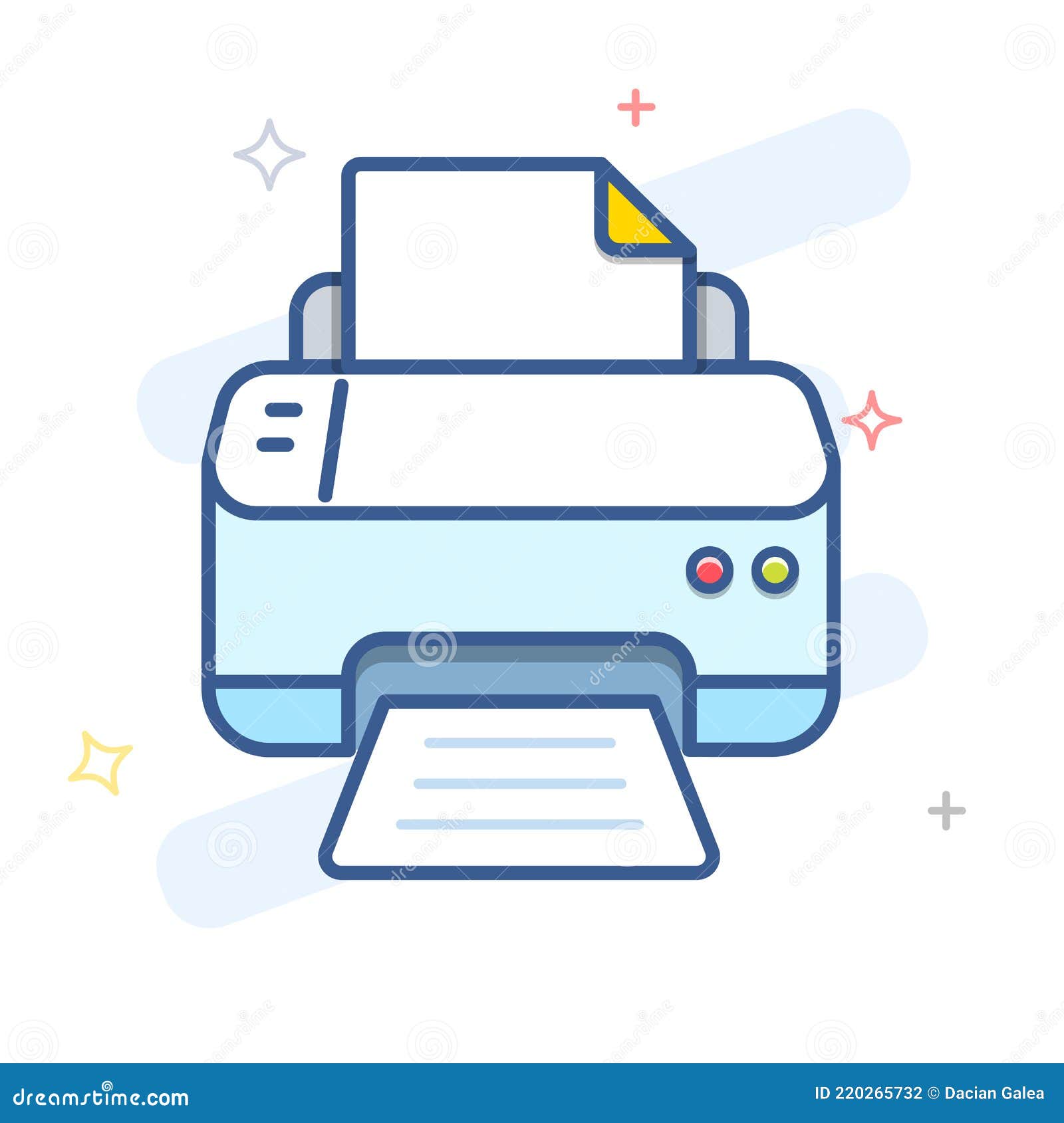 Printer One Line Drawing. Vector Electronic Object Isolated On White ...